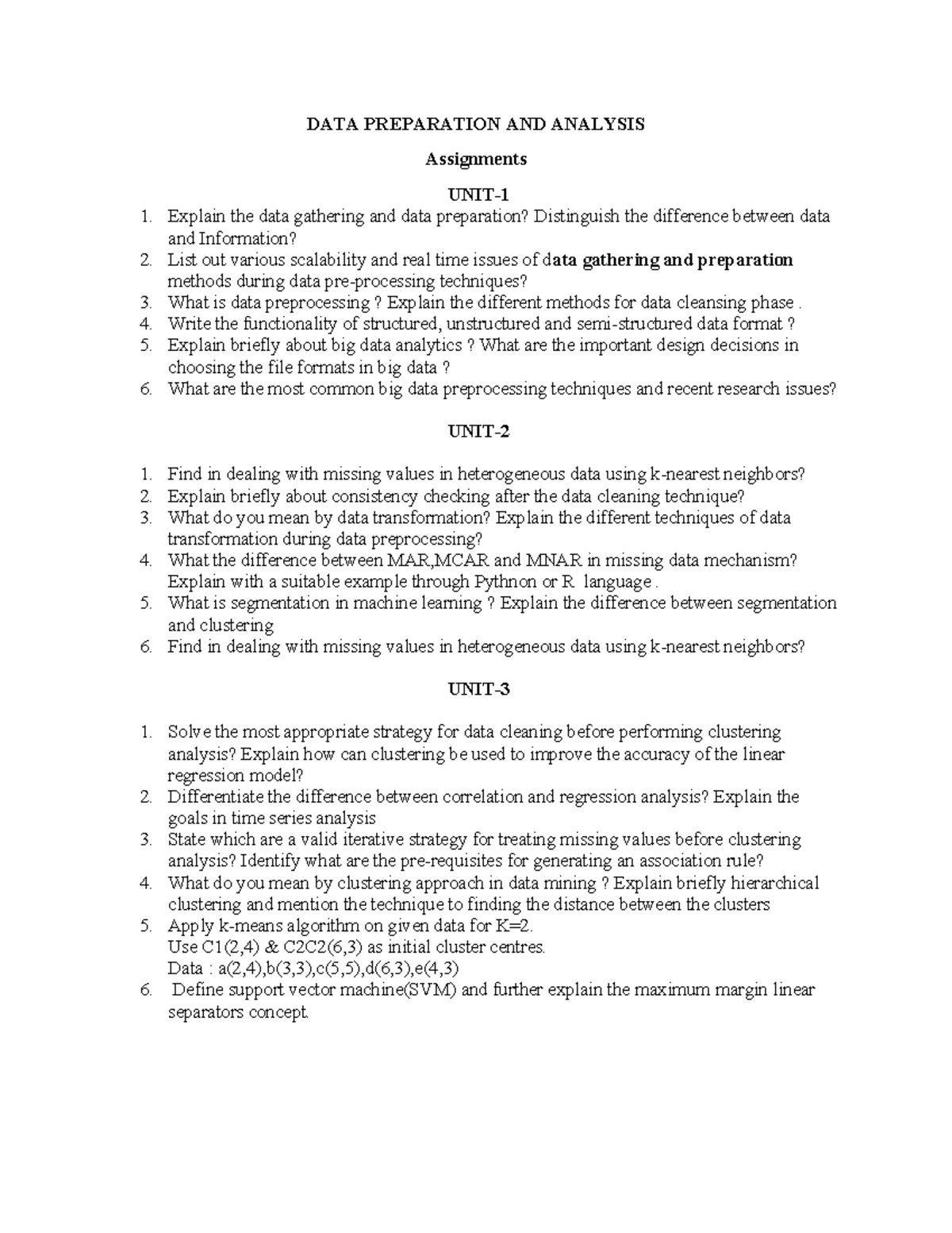 DATA Preparation AND Analysis Assignment (1) (1) - DATA PREPARATION AND ...