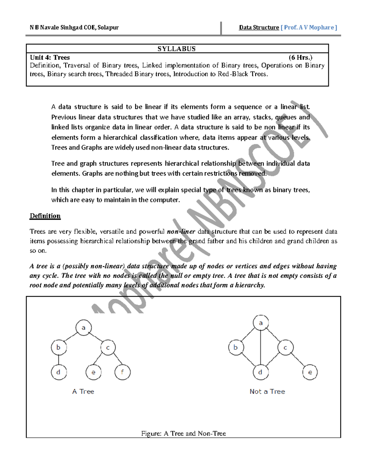 Trees - ) Definition, Traversal of Binary trees, Linked implementation ...
