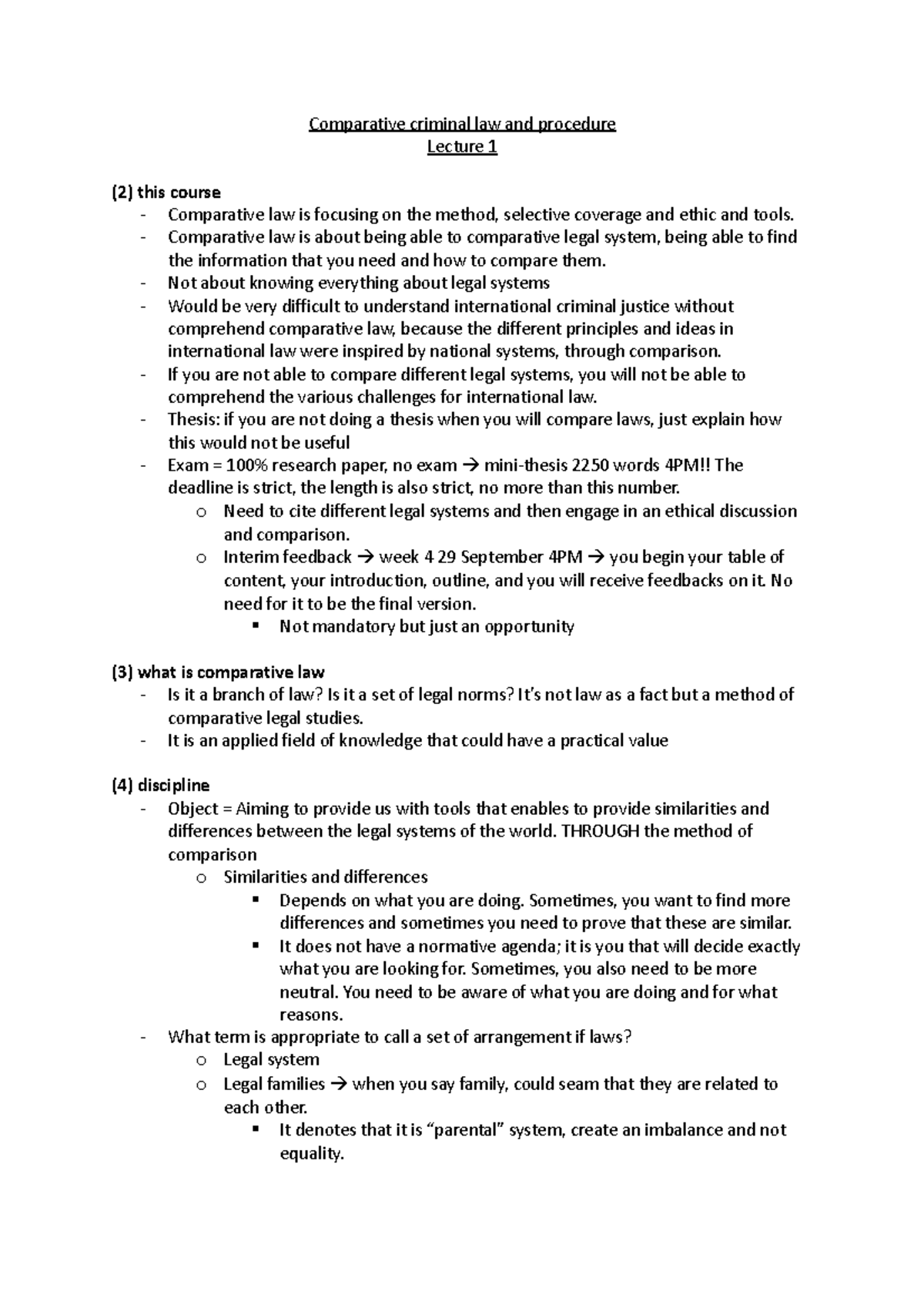 Lecture 1 - Comparative criminal law and procedure Lecture 1 (2) this ...