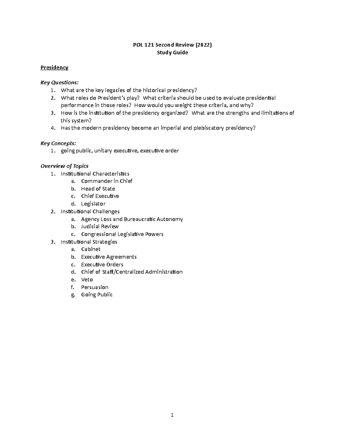 POL 121 Second Review Study Guide 2022 - POL 121 Second Review (2022 ...