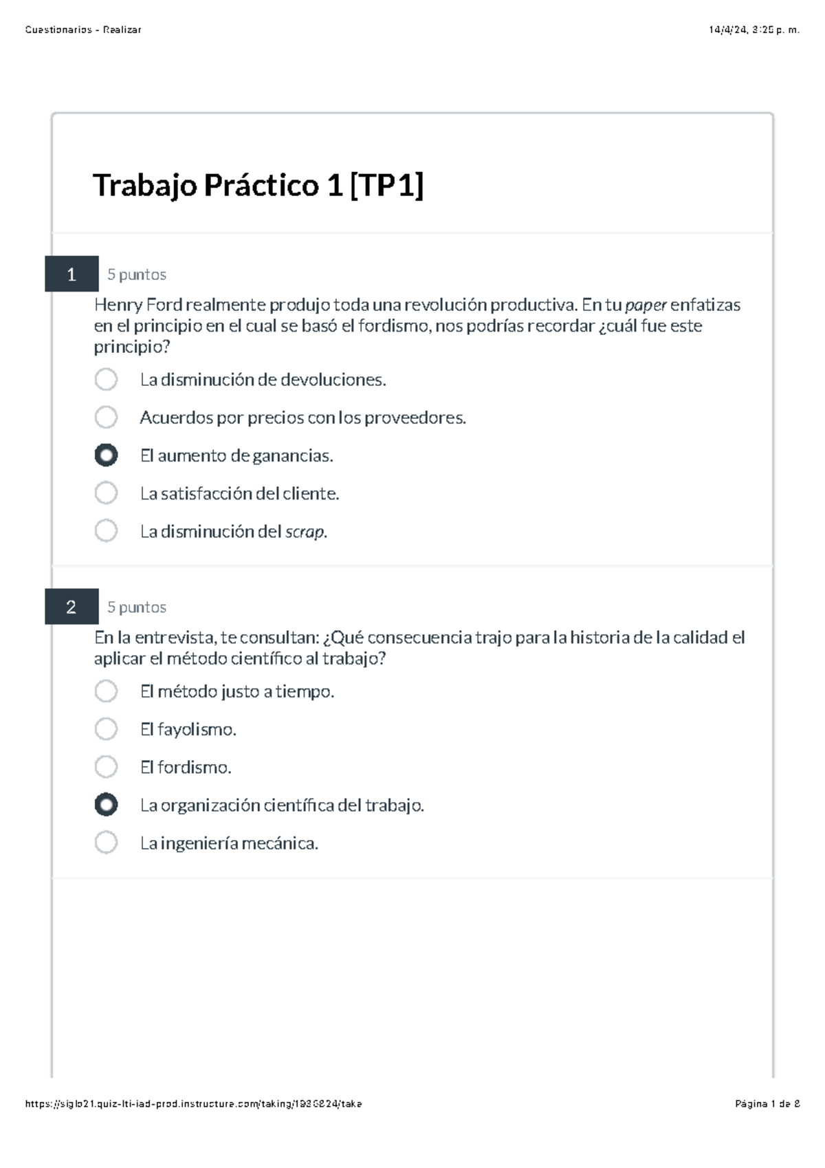 Gestión de calidad TP1 - 5 puntos Henry Ford realmente produjo toda una ...