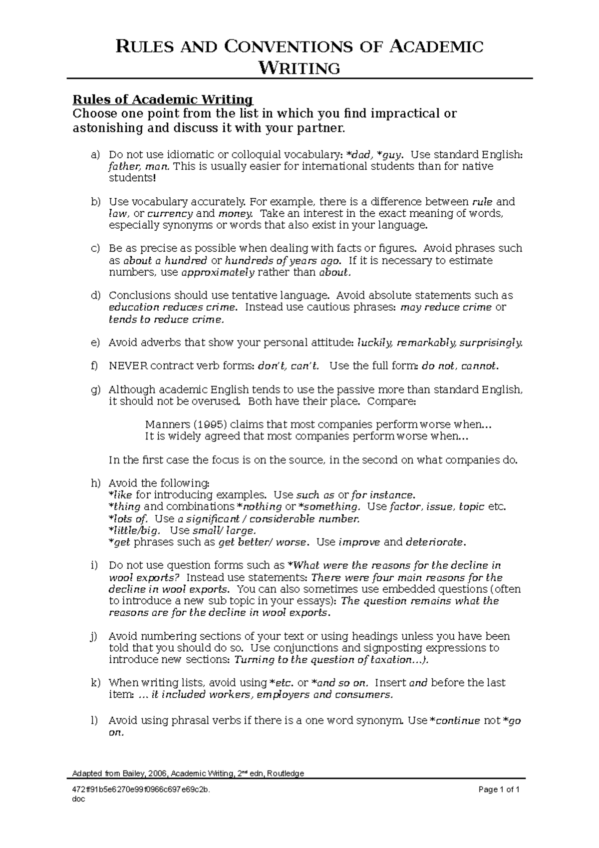 Rules and Conventions of Academic Writing - LAW4SSS - LSBU - Studocu