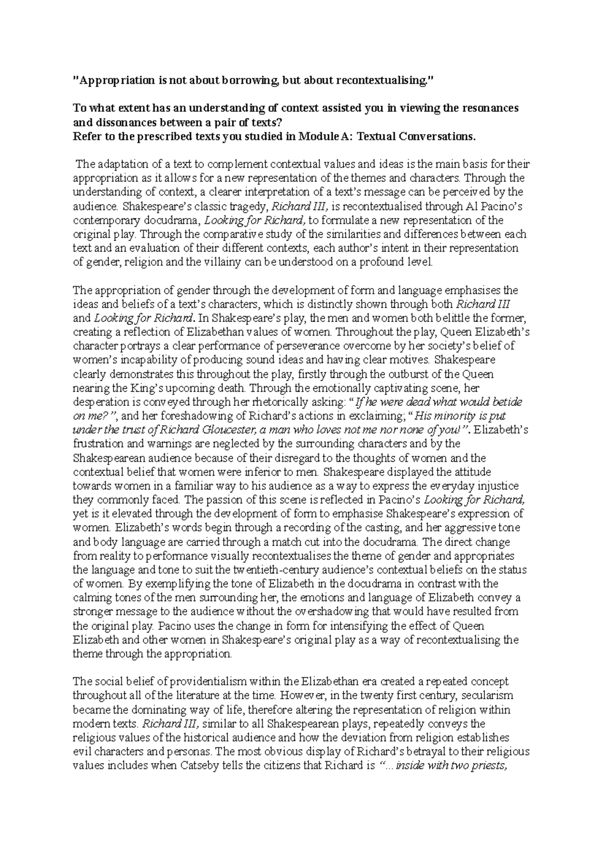 Appropriation is not about borrowing, but about recontextualising ...