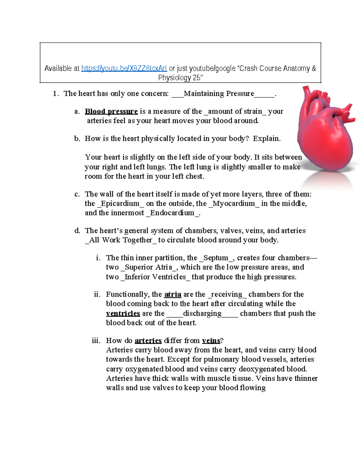 Heart part 1 - It's an assignment for Mr.L - Available at youtu ...