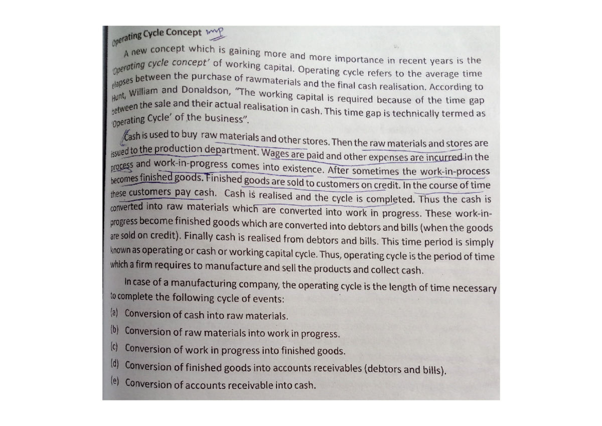 Operating cycle concept - Financial management - Studocu