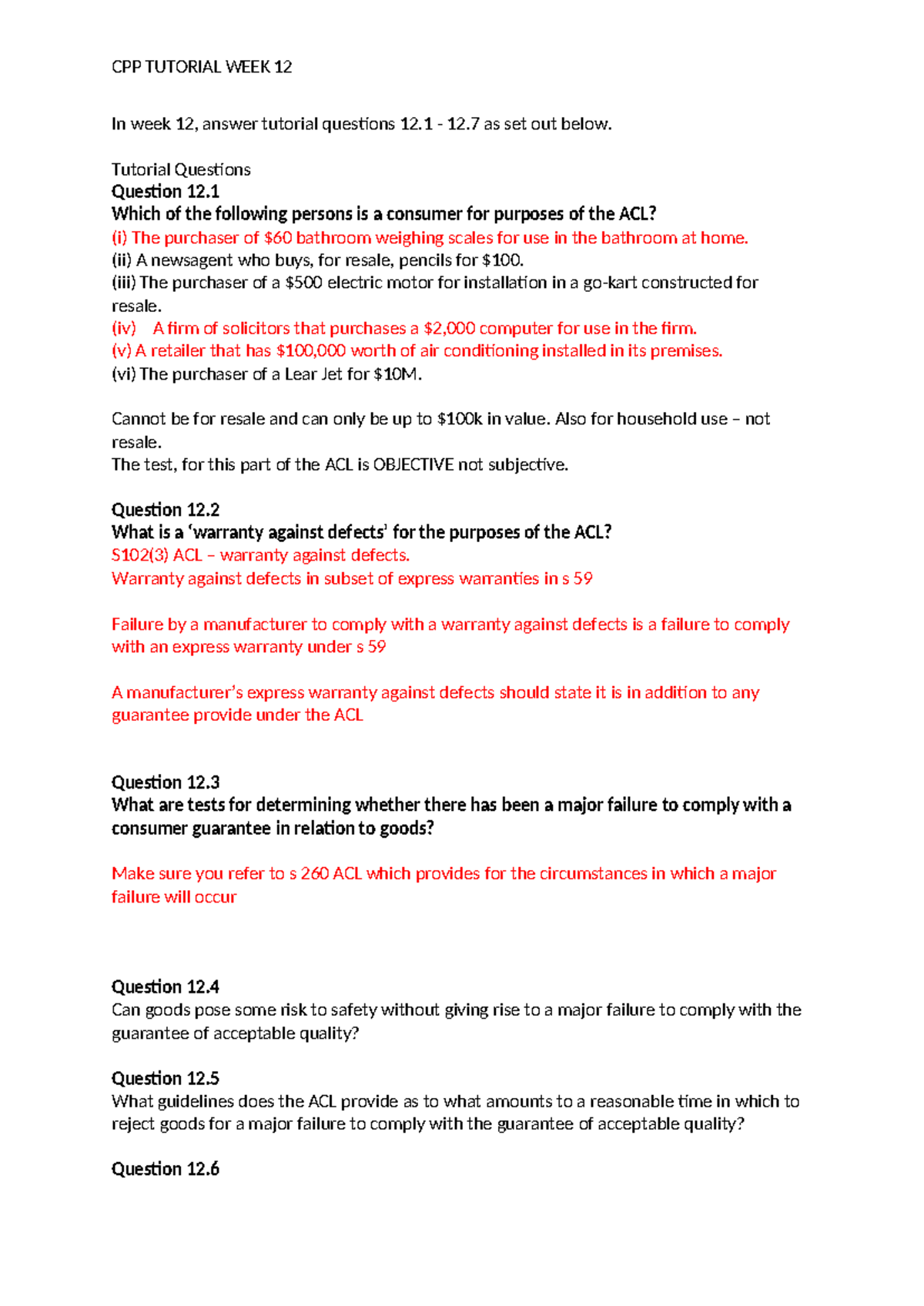 CPP Tutorial WEEK 12 - CPP TUTORIAL WEEK 12 In week 12, answer tutorial questions 12 - 12 as set ...