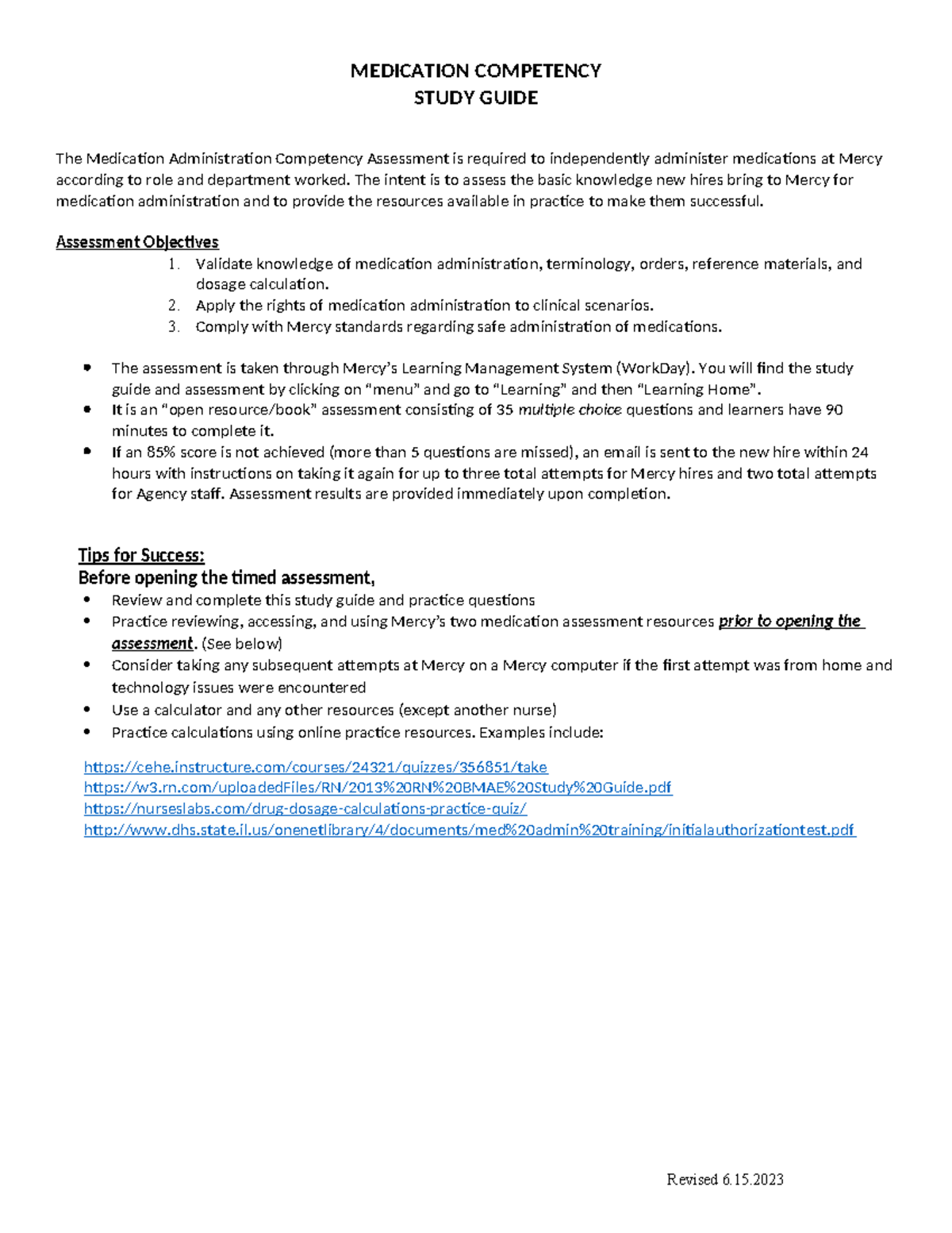 Medication Competency Study Guide Revision 7 - MEDICATION COMPETENCY ...