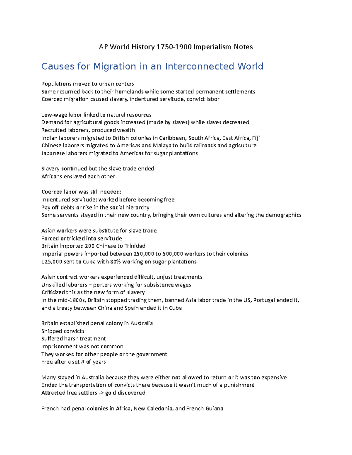 AP World History Imperialism Notes - AP World History 1750-1900 ...