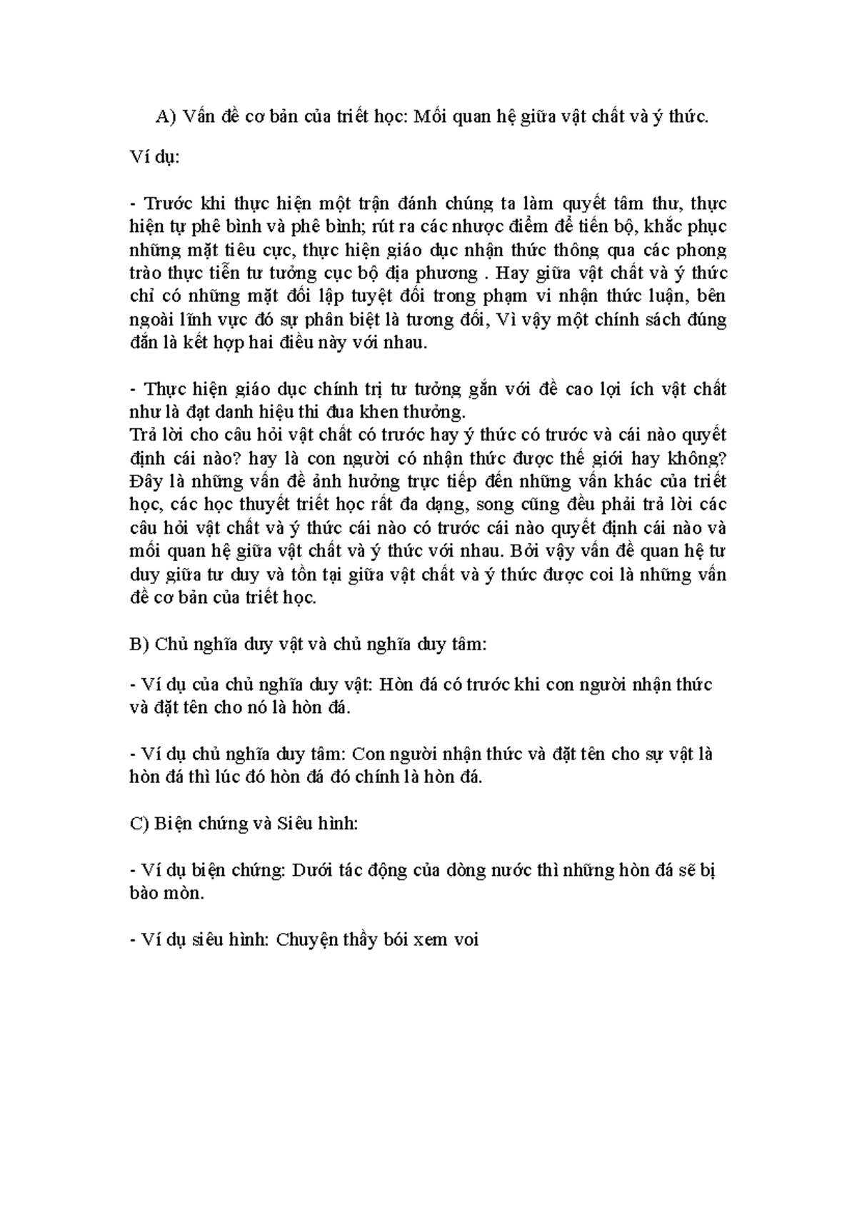 Vấn đề cơ bản của triết học - A) Vấn đề cơ bản của triết học: Mối quan ...