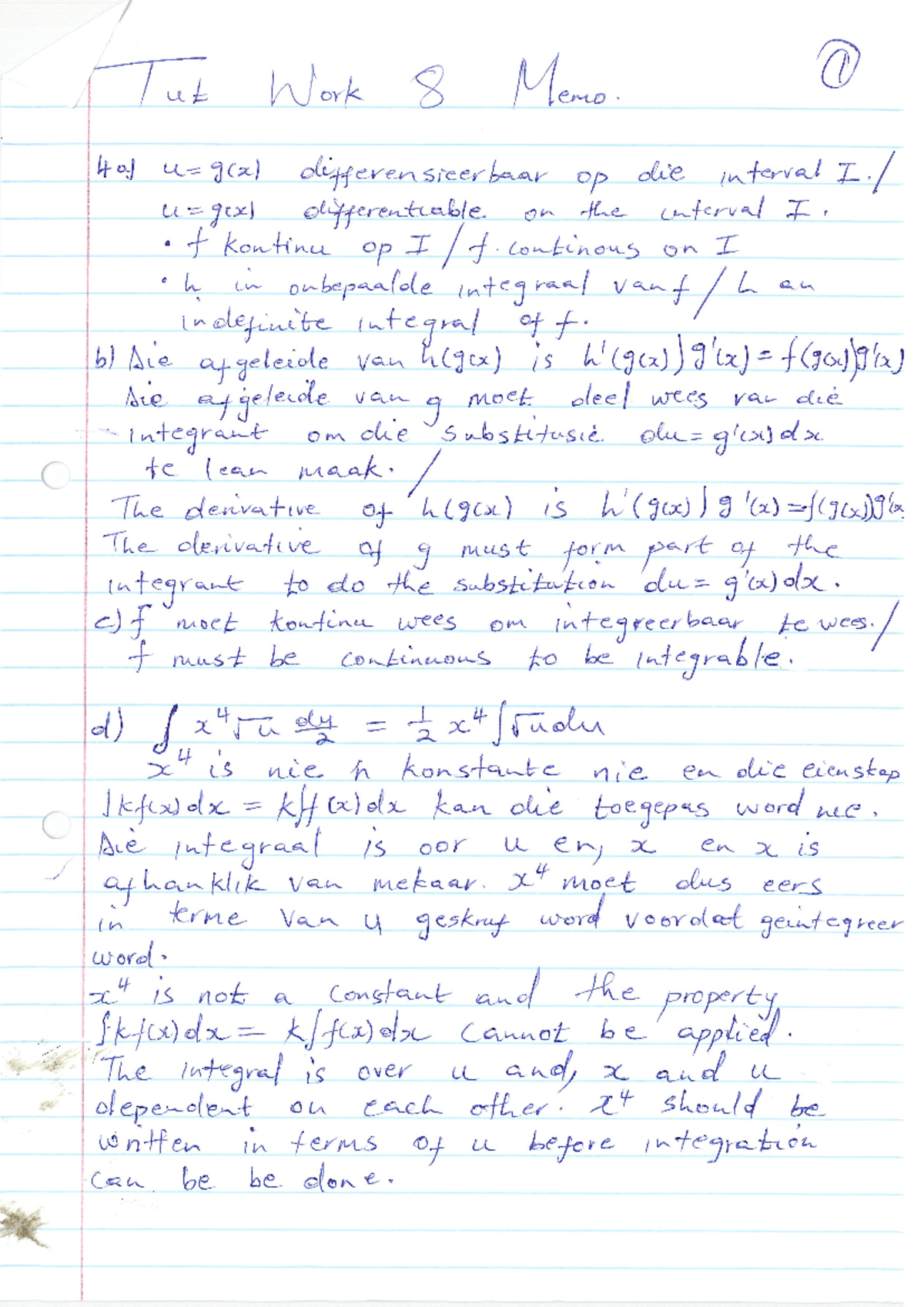MTHS 111 Tutorial 8 Memo - Tut Work 8 Memo. 1 4aj differen sieerbaar op ...