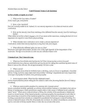 Unit 6 Forensic Science 1 Activity - Student name Anosha Zahid Unit 6 ...
