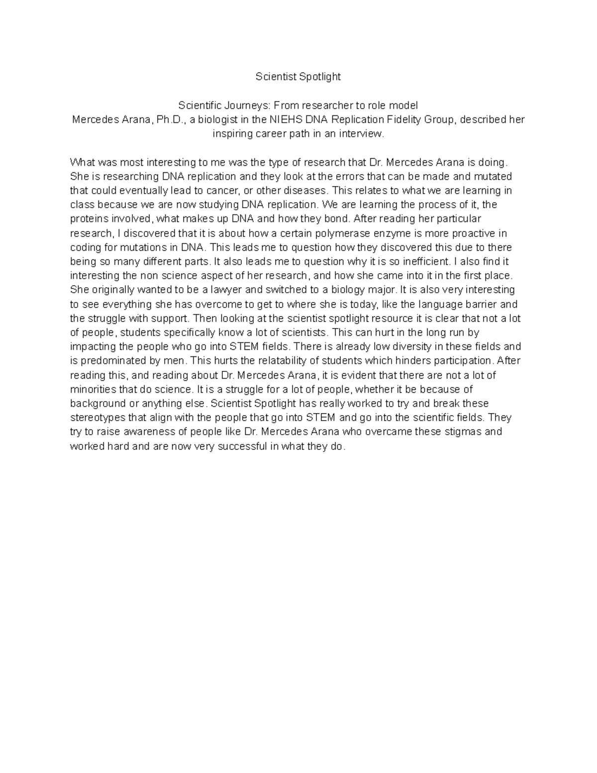 Scientist Spotlight #1 - Scientist Spotlight Scientific Journeys: From ...