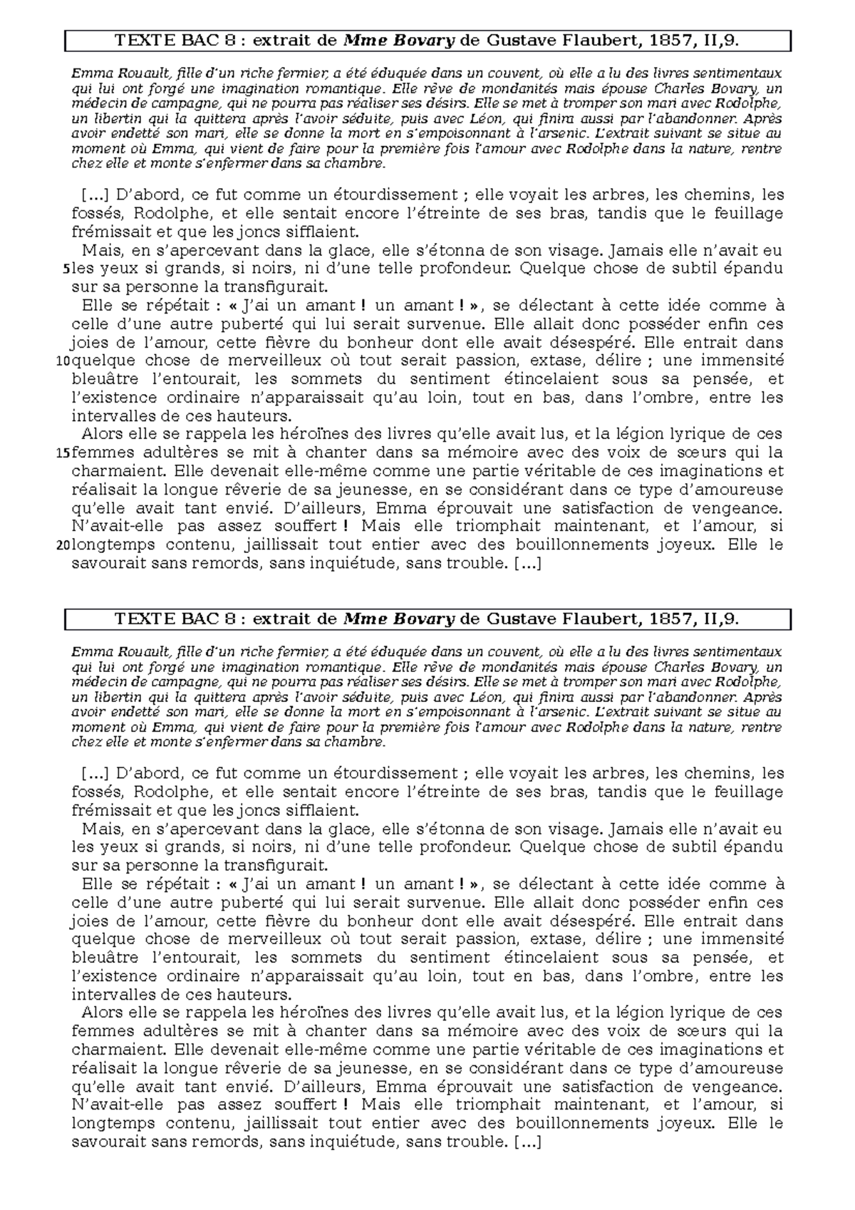 Texte BAC 8 Flaubert de français pour le bac - TEXTE BAC 8 : extrait de ...