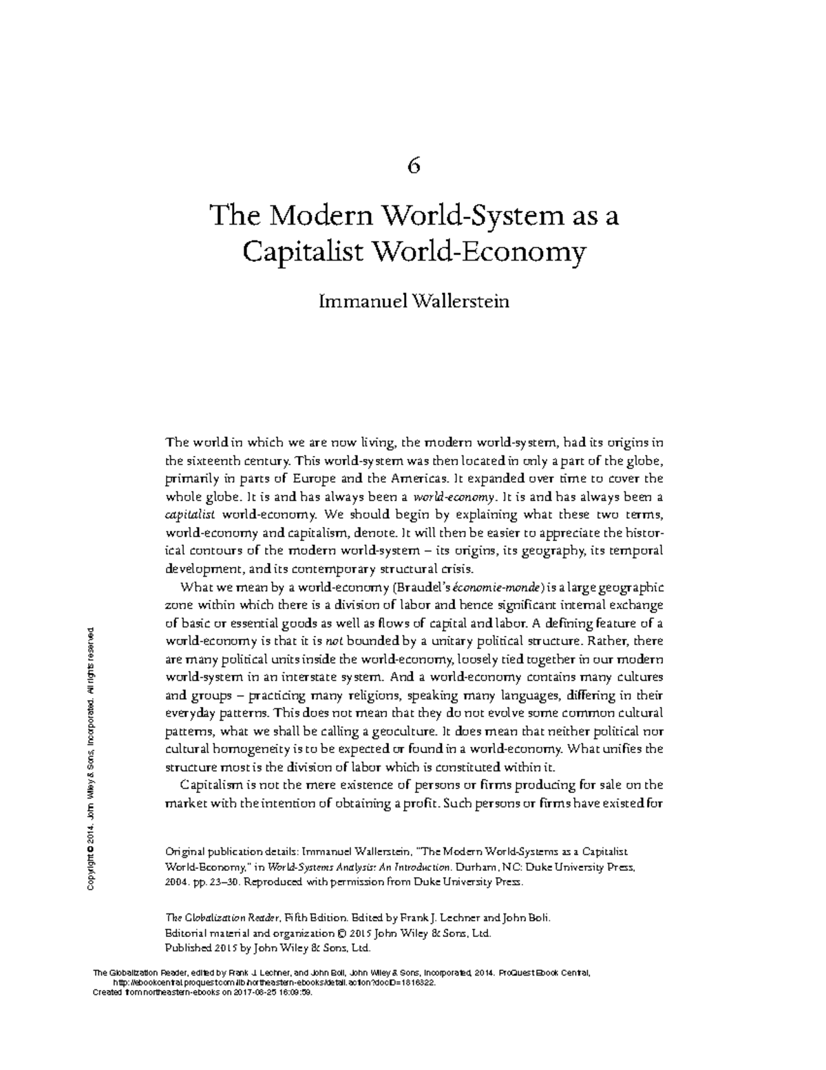 The Modern World System BY Wallerstein - The Globalization Reader ...