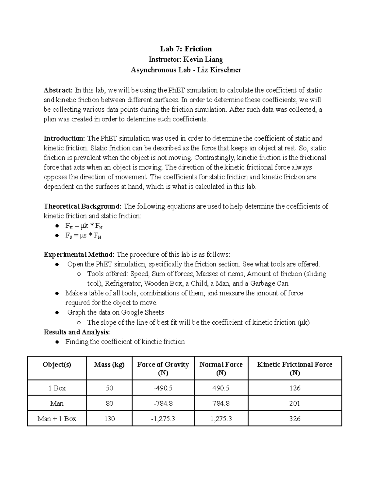 PHY 111 Lab 7 - Lab Report - 0156 111 - Studocu