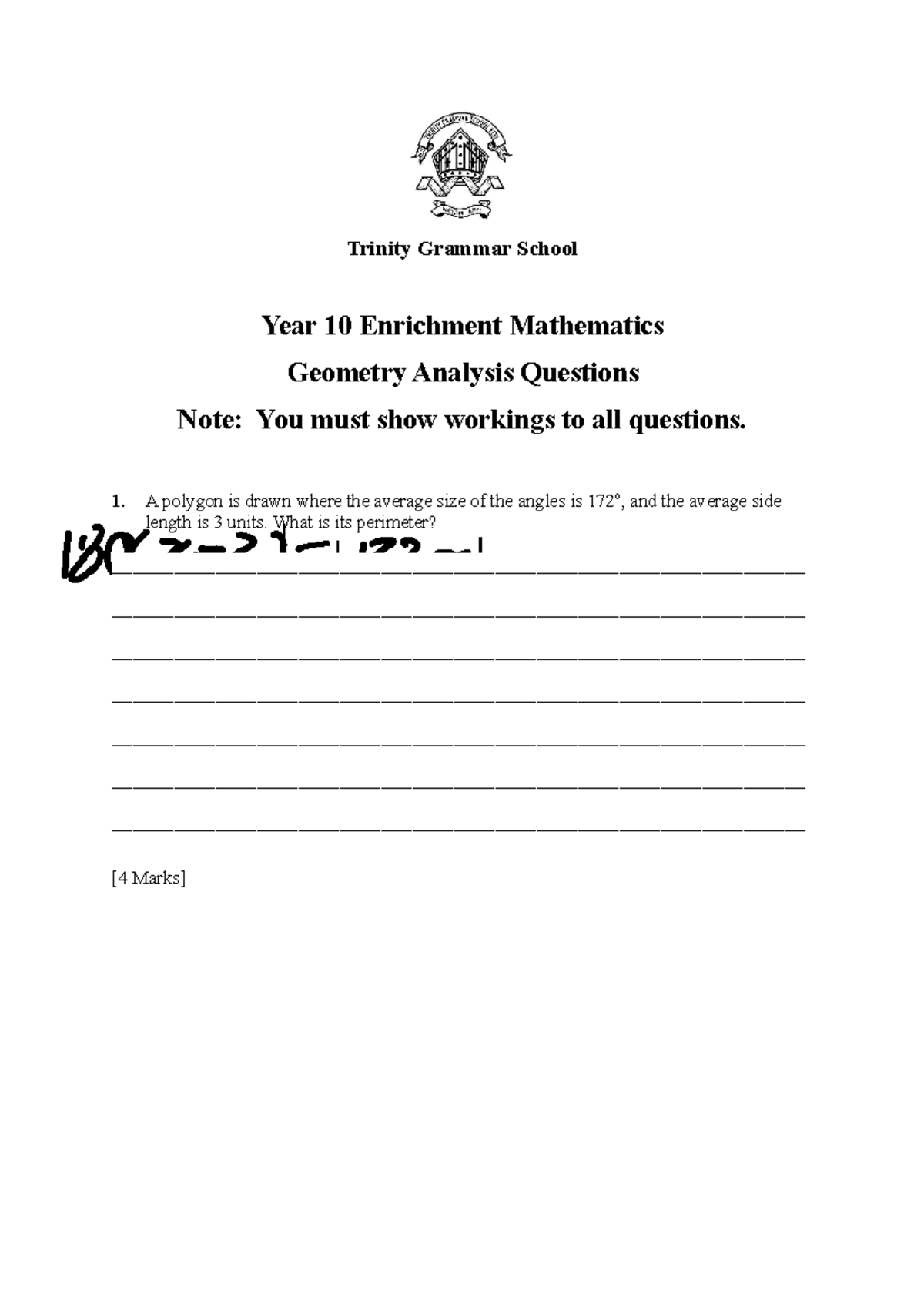 10Enr 2020 Geometry Task - Trinity Grammar School Year 10 Enrichment ...