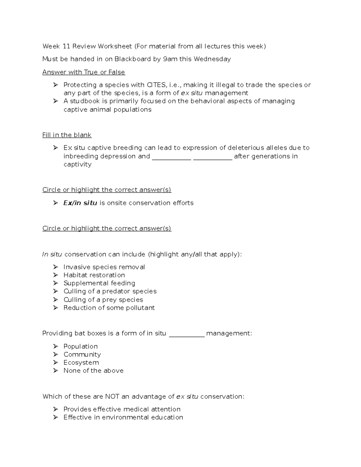 Week 11 Review Worksheet - Week 11 Review Worksheet (For material from ...