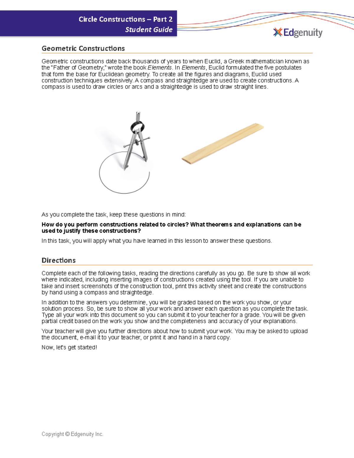 Circle Constructions - Student Guide - Part 2 - Circle Construc-ons ...