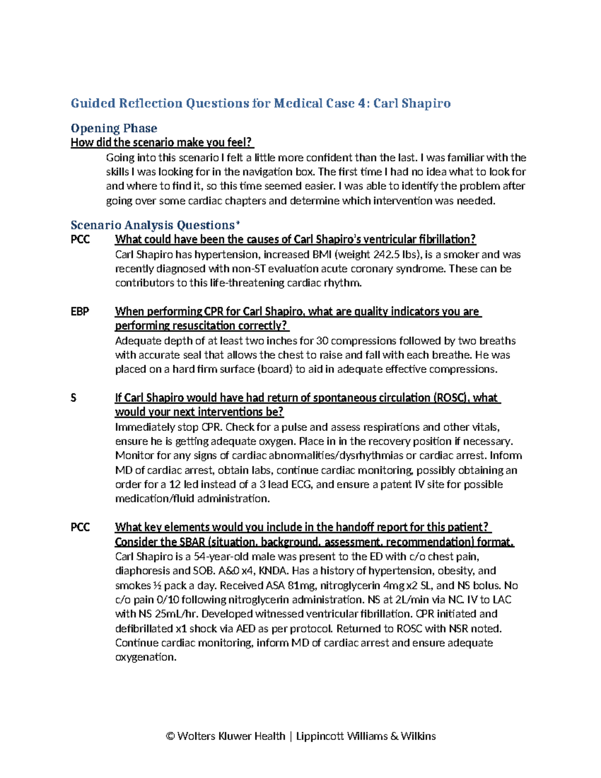 Carl shapiro reflection questions - Guided Reflection Questions for ...