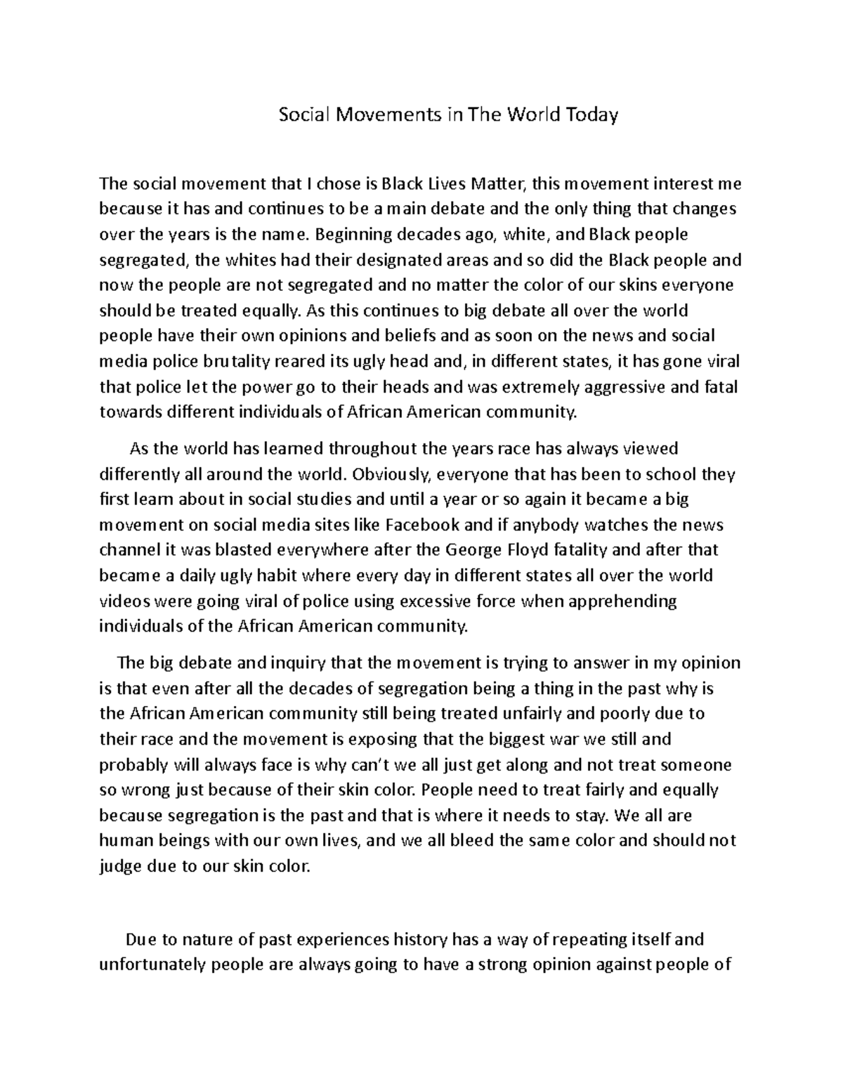 Social Movement 1 - module 7 - Social Movements in The World Today The ...