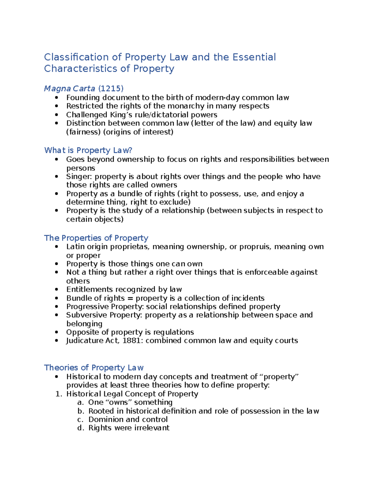 Can Lecture 1 - Classification of Property Law and the Essential ...