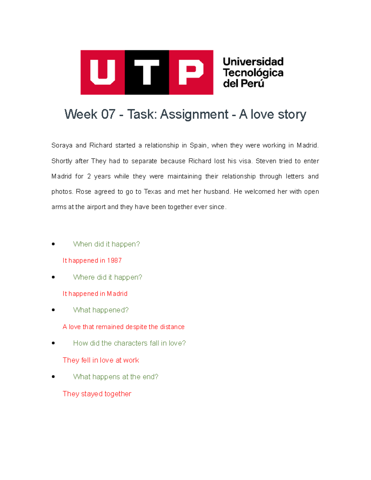 WEEK 7 - semana 7 - Week 07 - Task: Assignment - A love story Soraya ...
