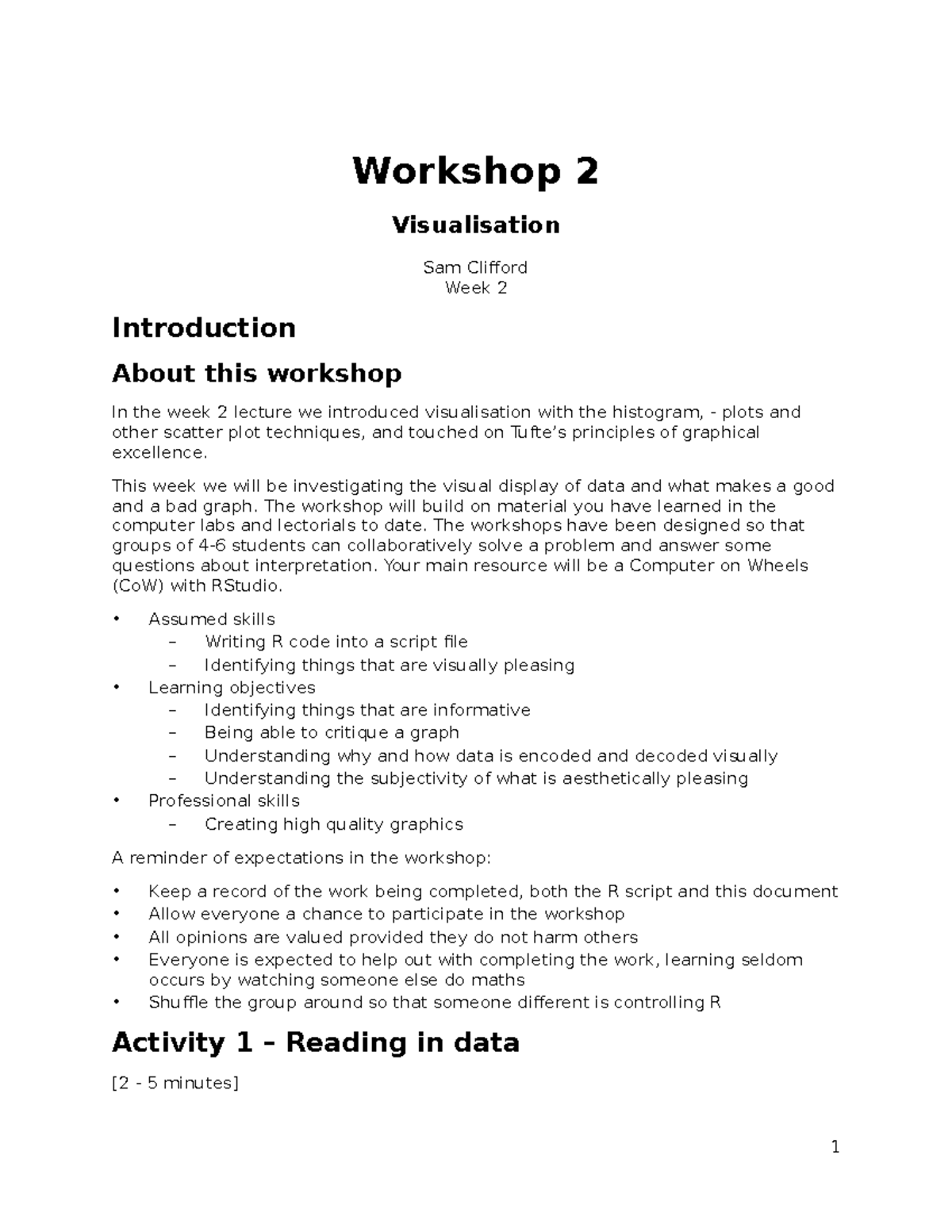 Seb113 workshop 2 - R code exercises - Workshop 2 Visualisation Sam ...