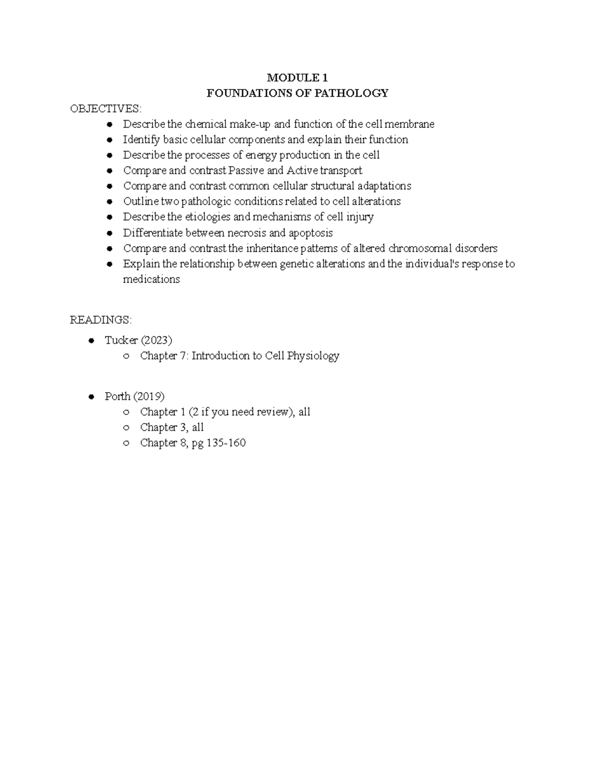 Pathopharm EXAM 1 Study Guide - MODULE 1 FOUNDATIONS OF PATHOLOGY ...