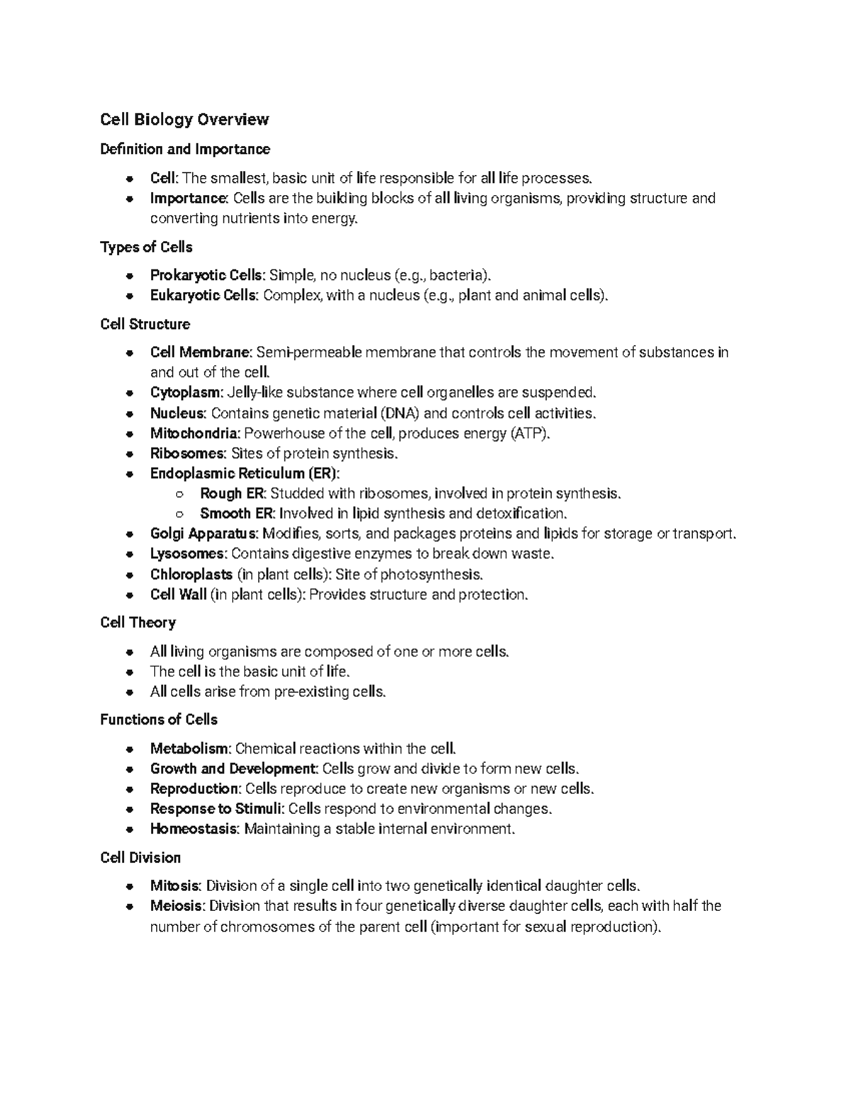 Cell Biology Overview - Cell Biology Overview Definition and Importance ...