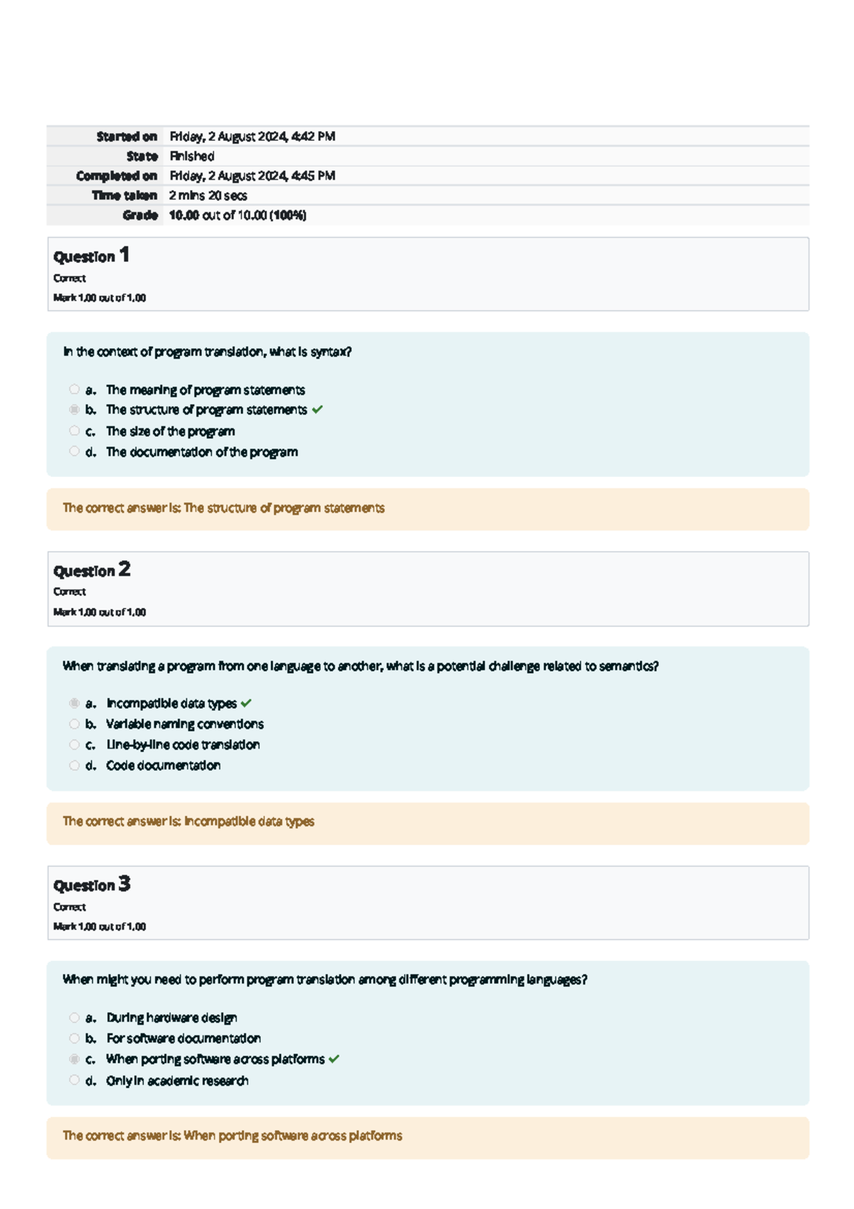 Self-Quiz Unit 7 - Self-Quiz - Started on Friday, 2 August 2024, 4:42 ...