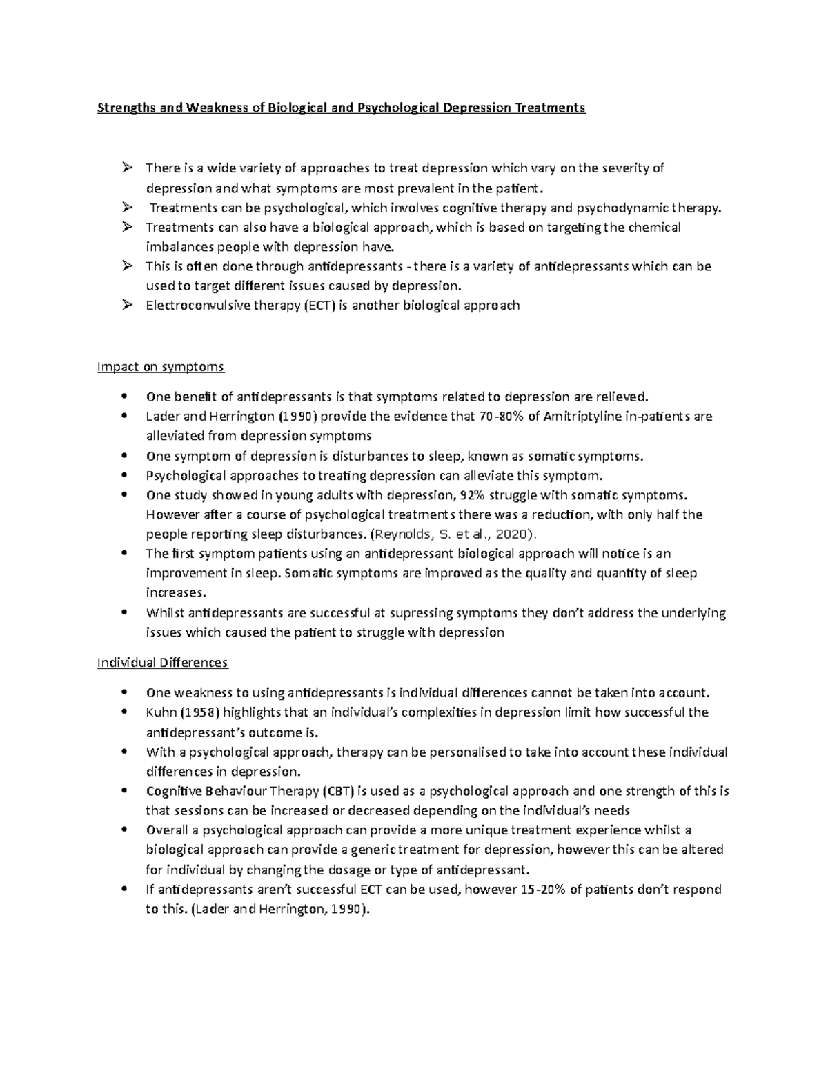 Strengths and Weakness of Biological and Psychological Depression ...