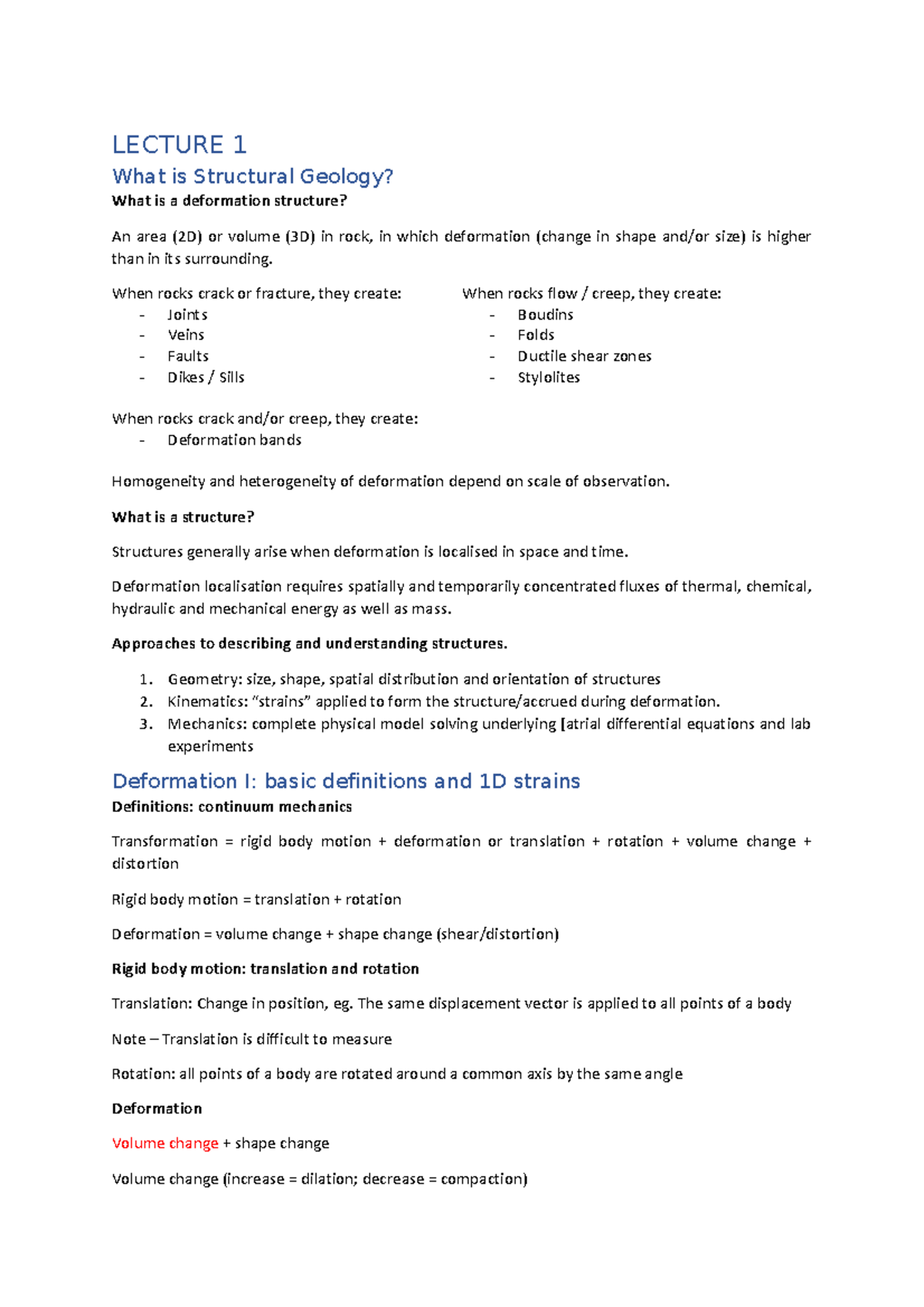 Structural Geology Notes - LECTURE 1 What is Structural Geology? What ...