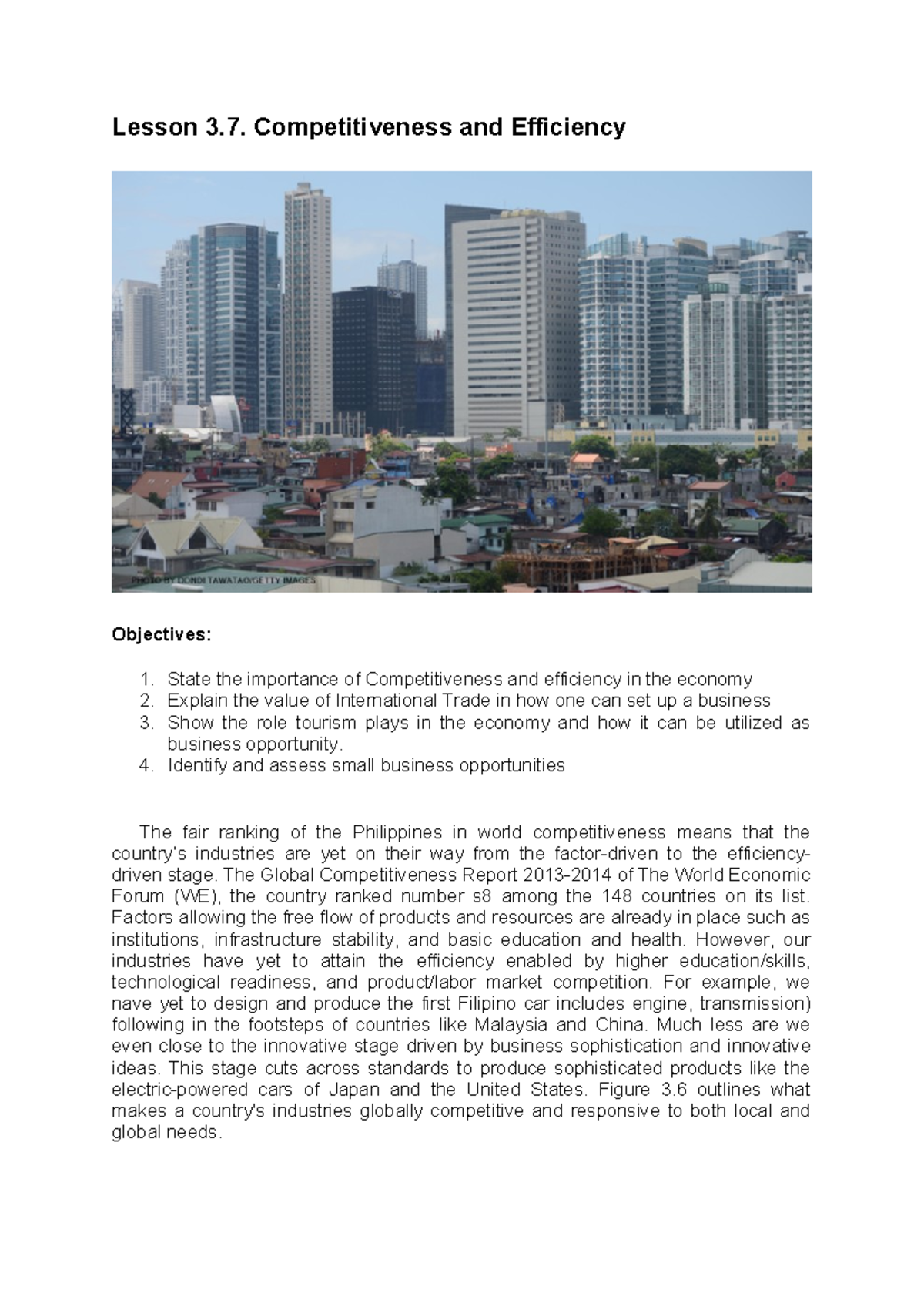 Week 015 Competitiveness and Efficiency - Lesson 3. Competitiveness and ...