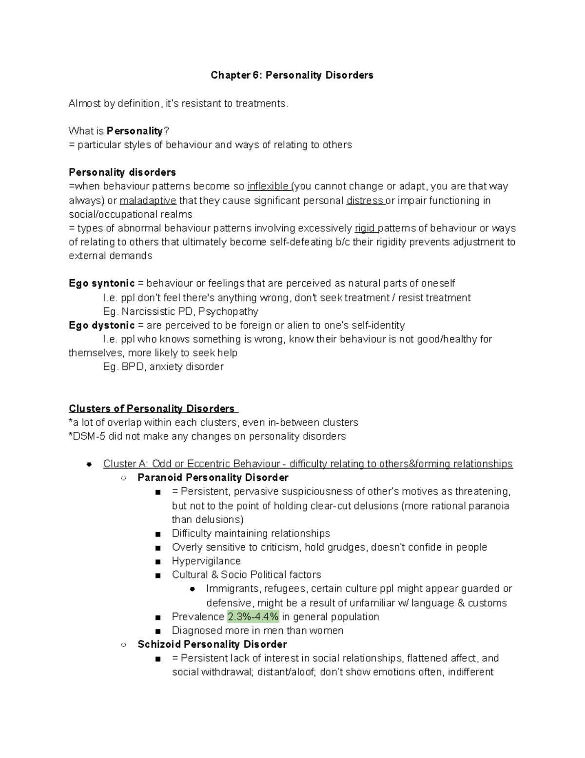 Chp 6 Personality Disorders - Chapter 6: Personality Disorders Almost ...