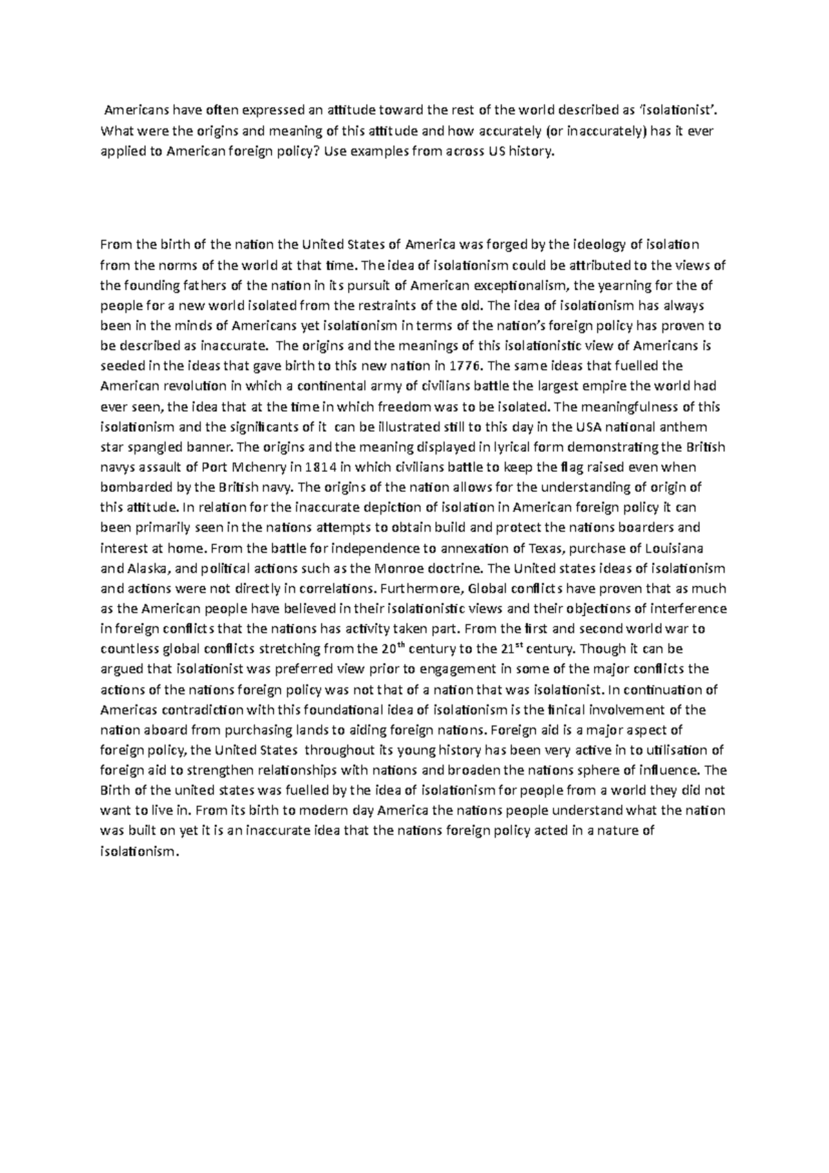 American isolationism Desh - Americans have often expressed an attitude ...