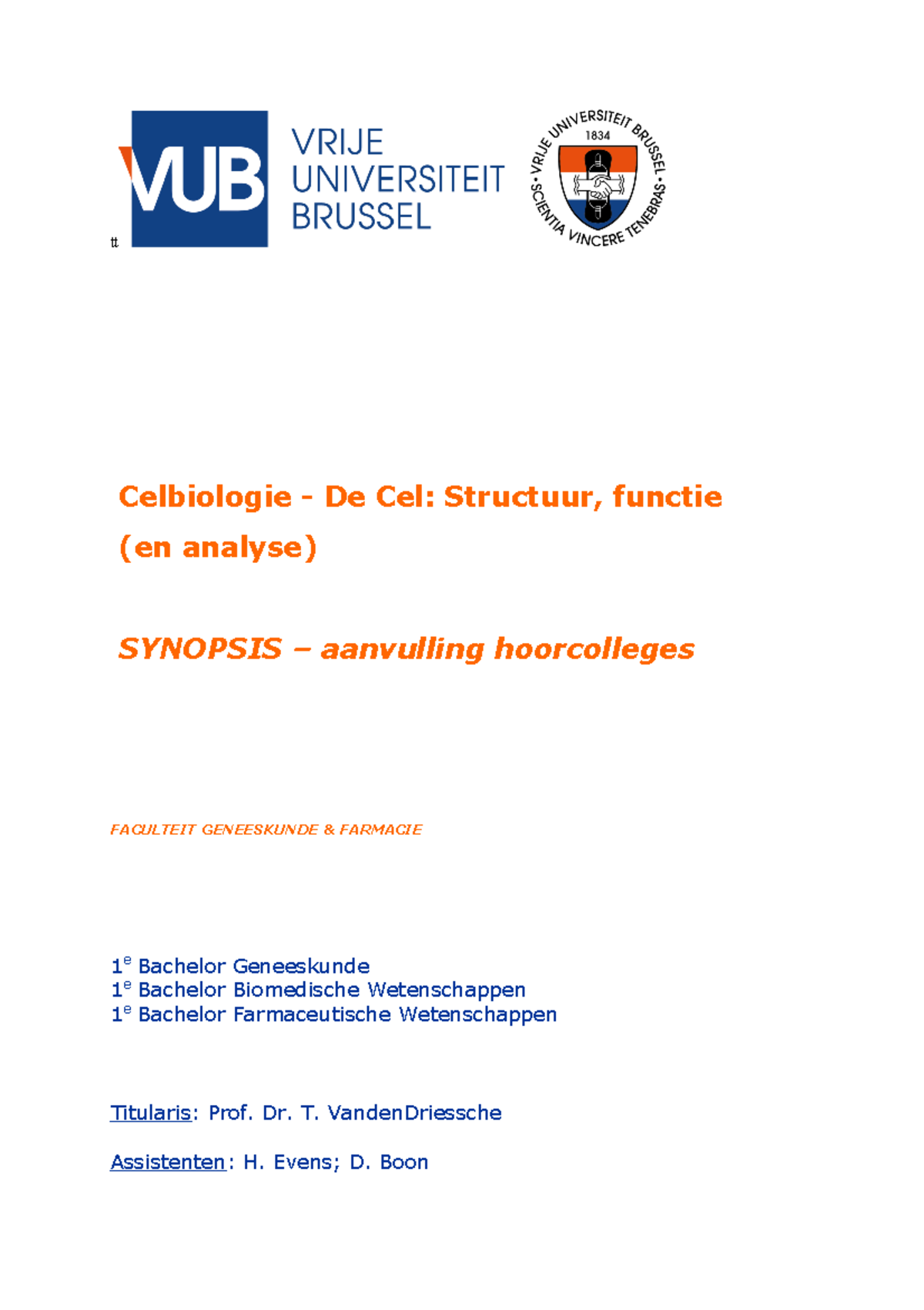 Synopsis Celbiologie 5th edition - tt Celbiologie - De Cel: Structuur, functie (en analyse ...