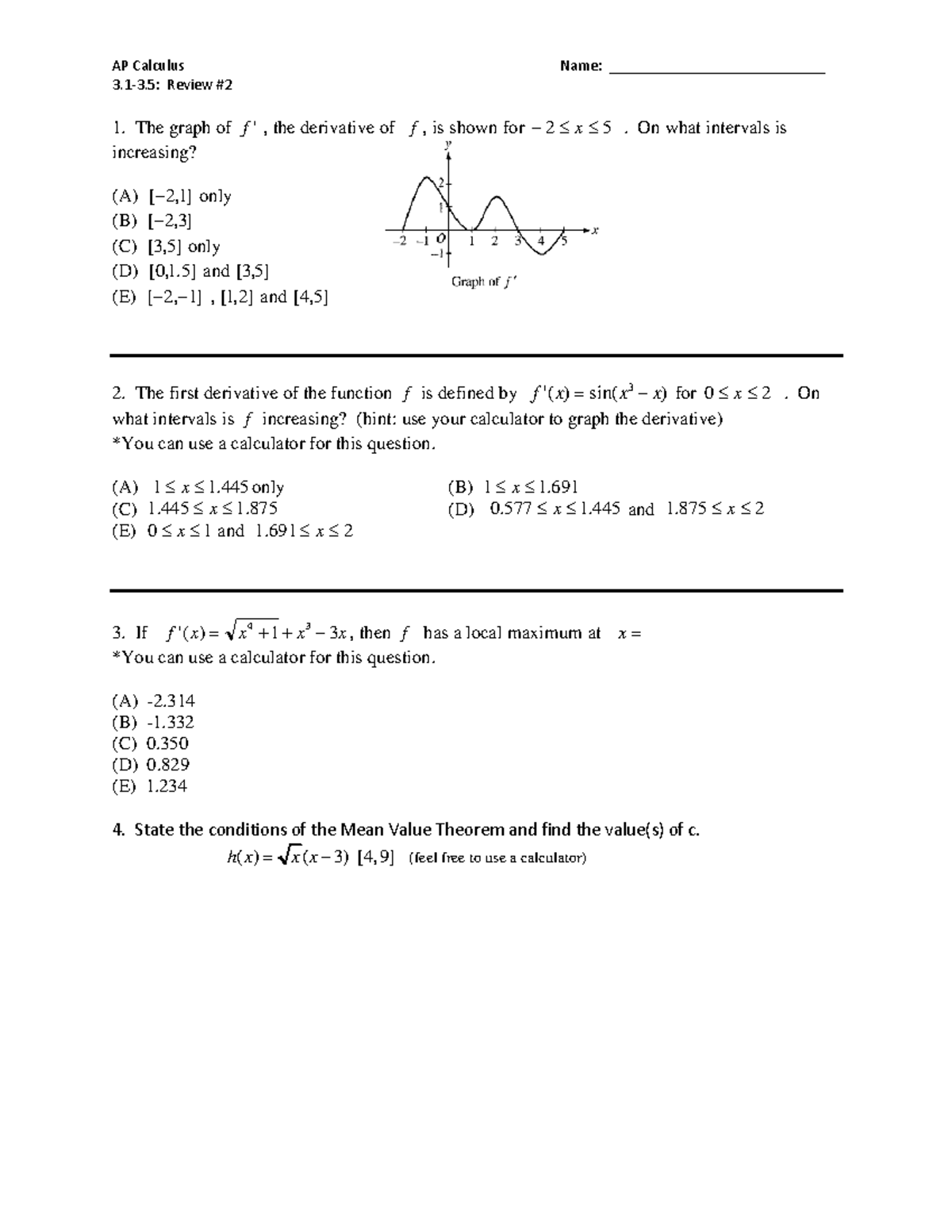 3 1 3 5 Review 2 2021 Needed AP Calculus Name 3-1-3-5-review-2-2021-needed-ap-calculus-name