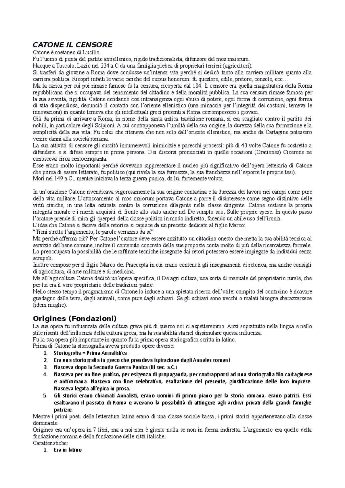 Catone il Censore - CATONE IL CENSORE Catone è coetaneo di Lucilio. Fu ...