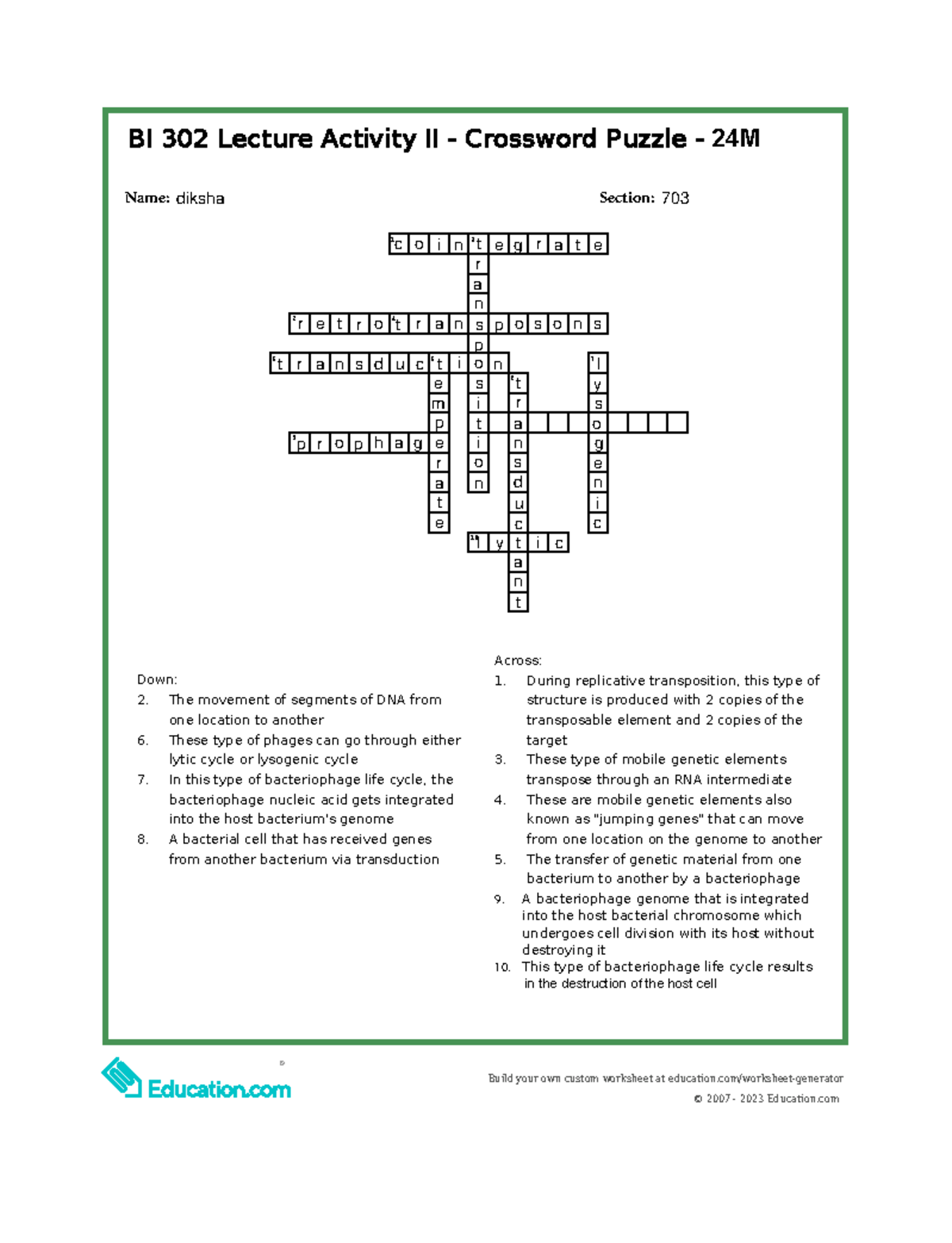 Lecture Activity II June 20 - Build your own custom worksheet at ...