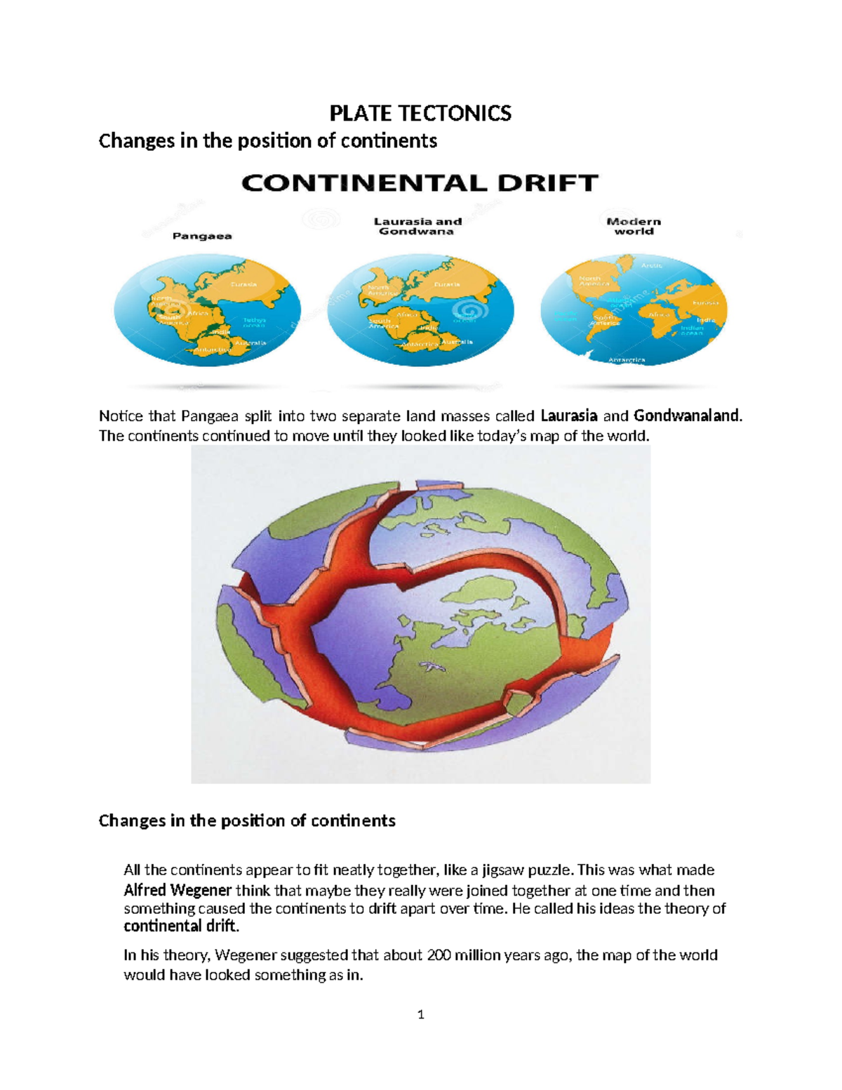 Grade 10 Continental Drift Plate Tectonics 2023 - PLATE TECTONICS ...
