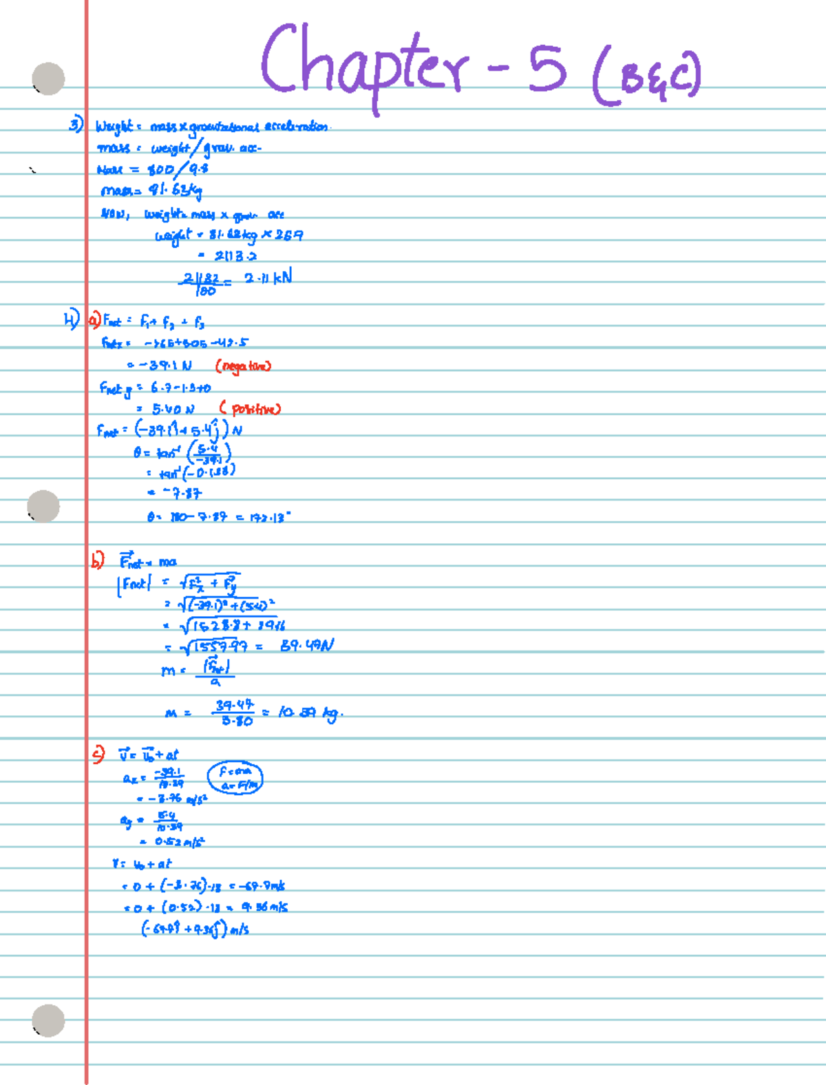 Chapter -5 ( b+c) - Notes - PHYS2001 - Chapter 5 Bad 3 Weight mass ...