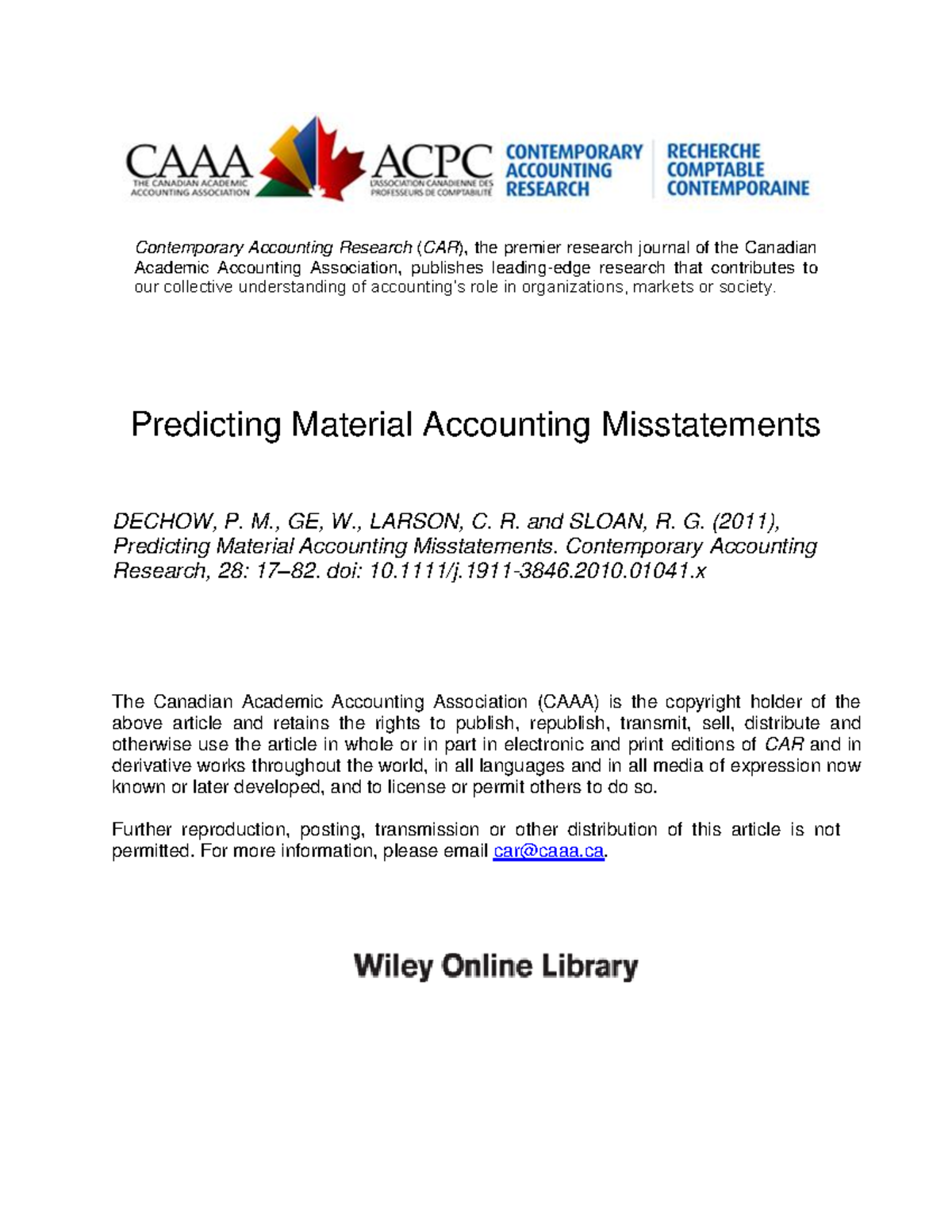 Dechow-et-al-2011-Contemporary Accounting Research-2 - Financial ...