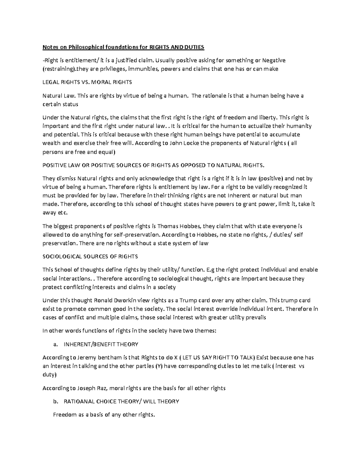 Notes on phylosophical foundation on rights - Notes on Philosophical ...