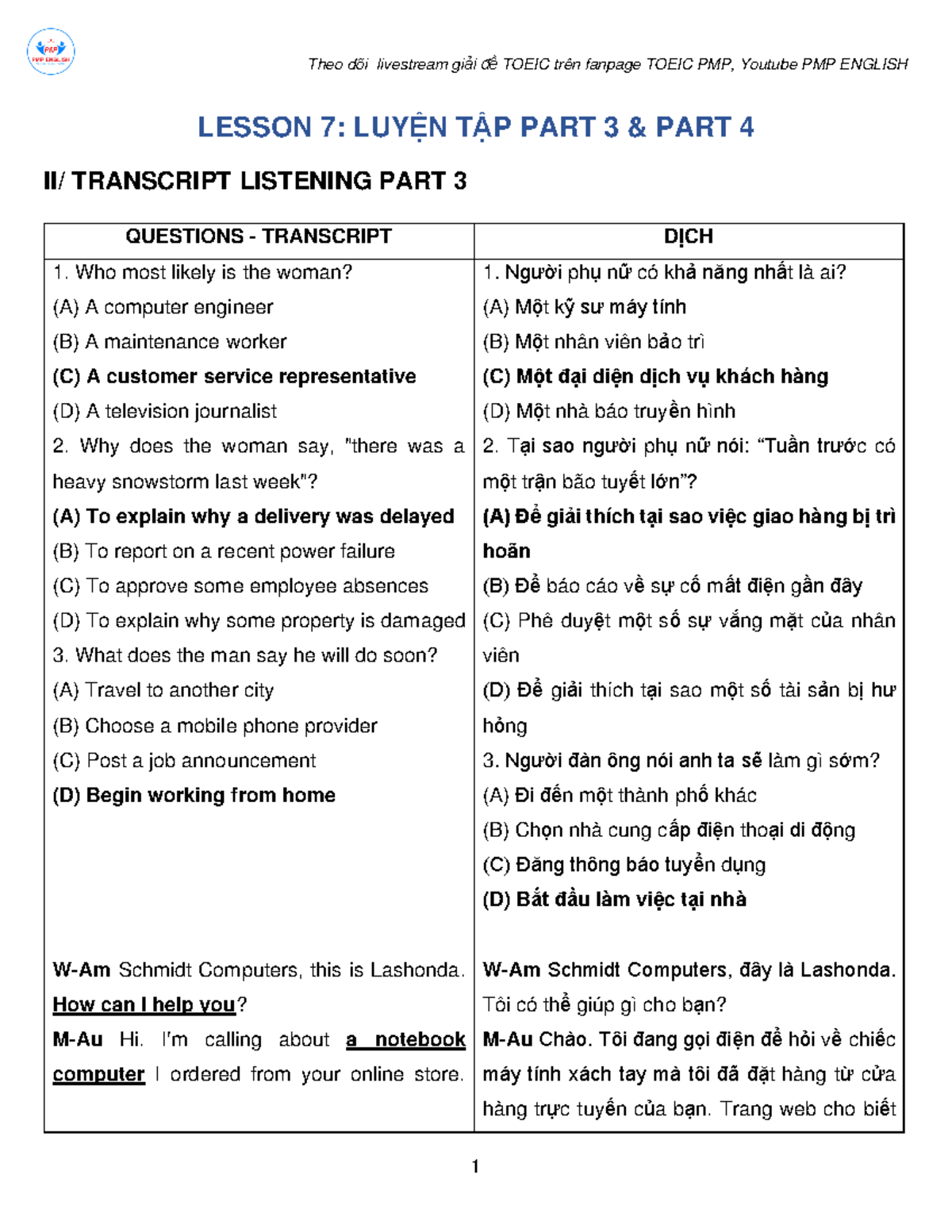 Transcript Lesson 7 - Summary Psico-higiene e psicologia institucional - LESSON 7 : LUYỆN TẬP ...