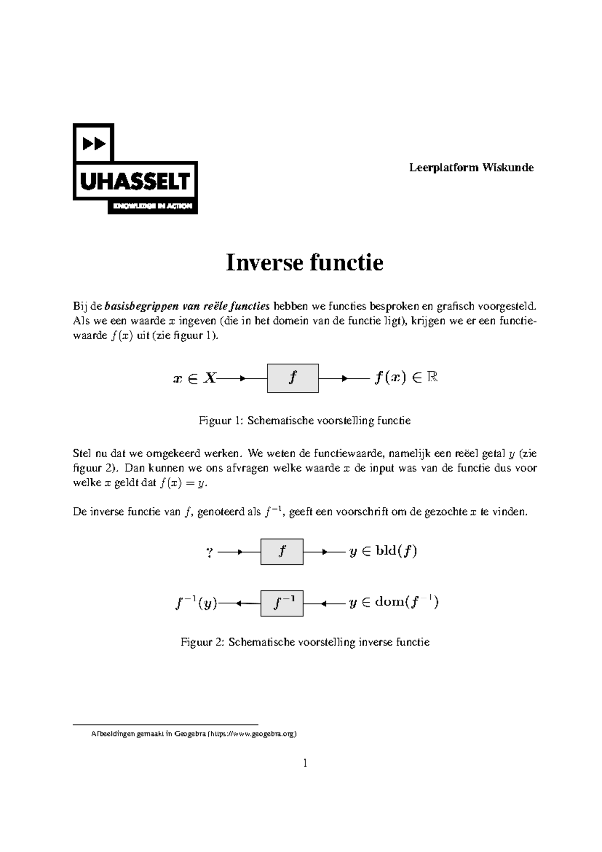 Inverse functies - Voorbereiding wiskunde - Leerplatform Wiskunde ...