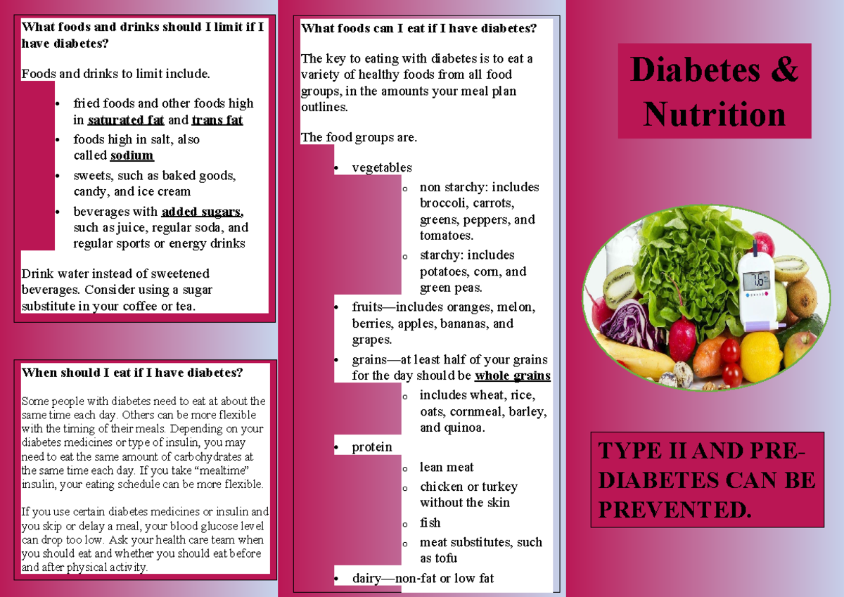 Brochure - Diabetes & Nutrition TYPE II AND PRE- DIABETES CAN BE ...