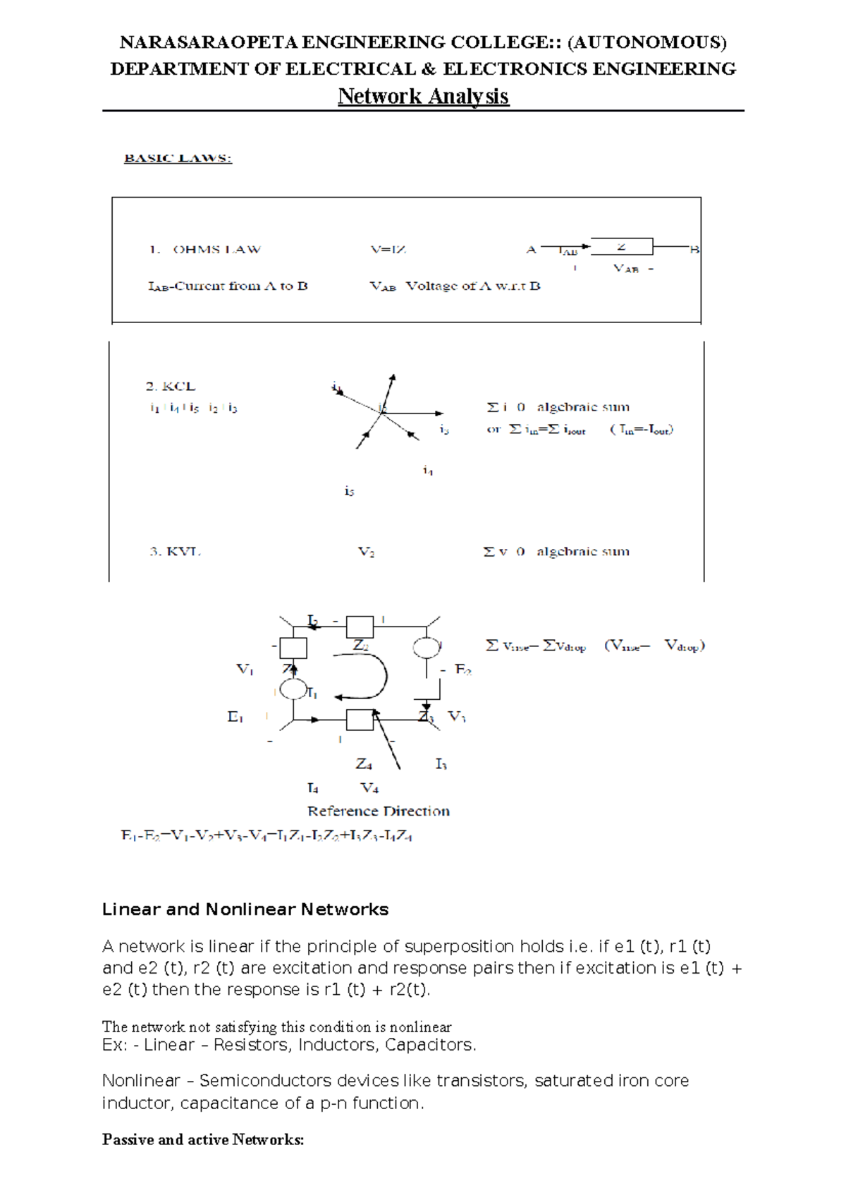 Network Analysis Summary - NARASARAOPETA ENGINEERING COLLEGE ...