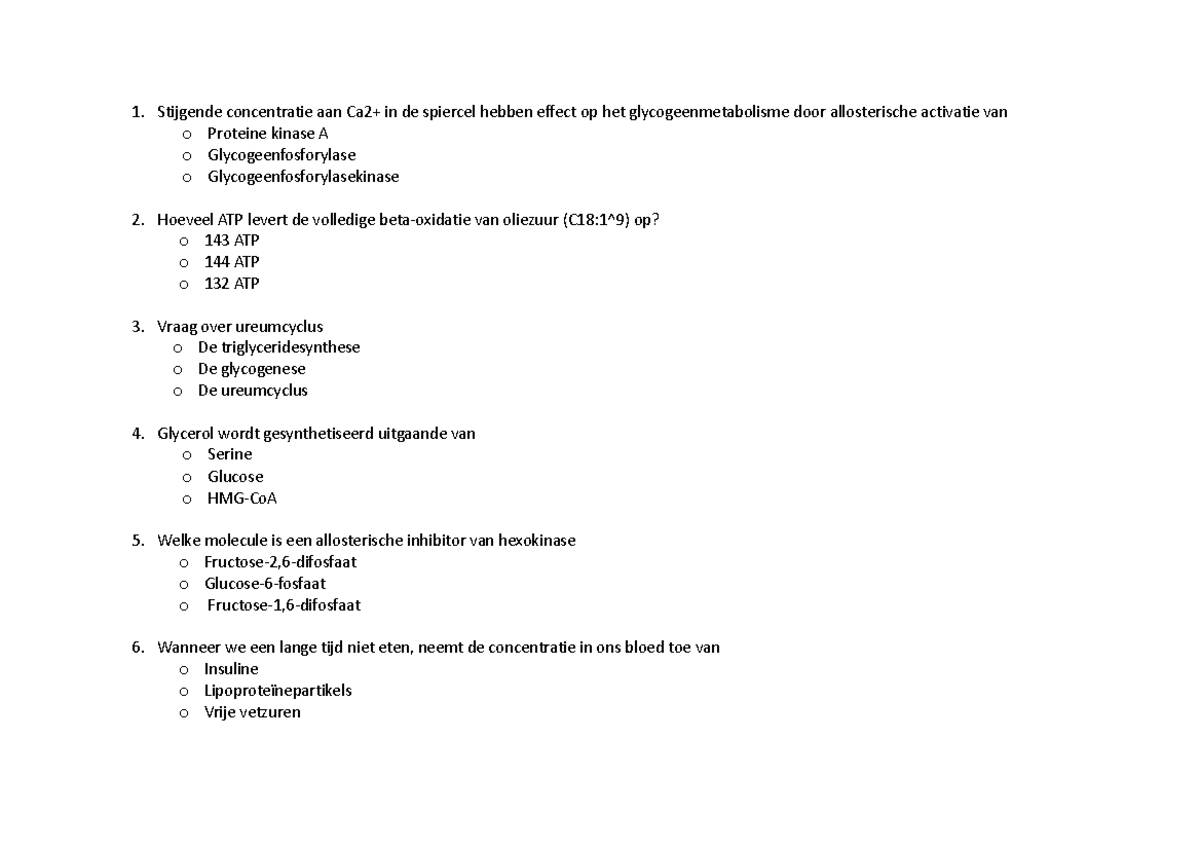 Doc - oefenmateriaal - Stijgende concentratie aan Ca2+ in de spiercel ...