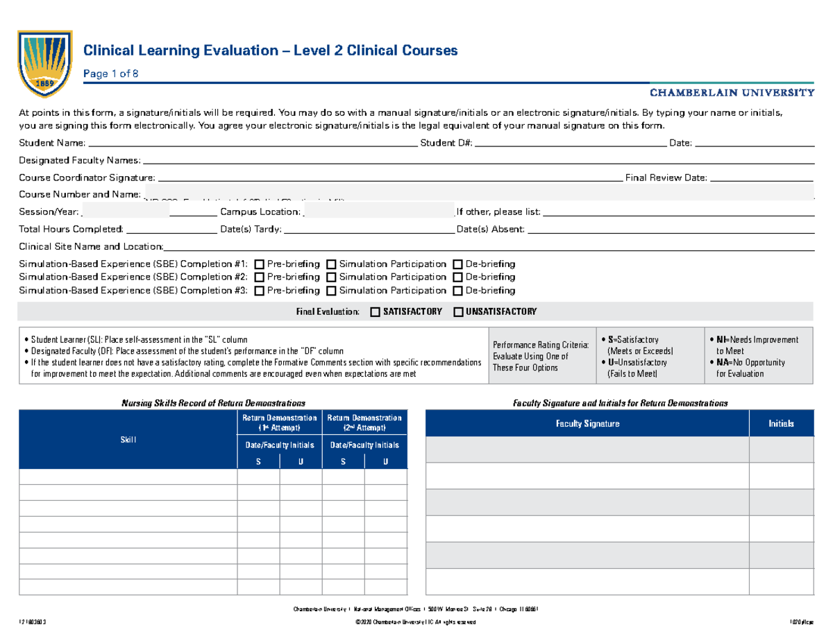 BSN CLE Level 2 updated 10 - Page 1 of 8 Chamberlain University ...