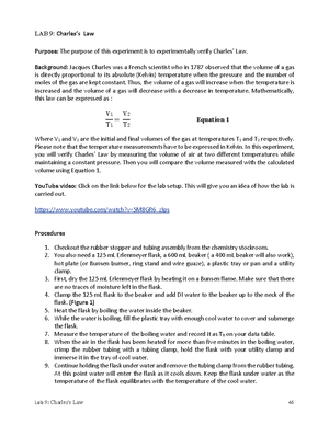 Formal Lab Writeup Experiment 9 Charles Law - Lab 9: Charles’s Law ...